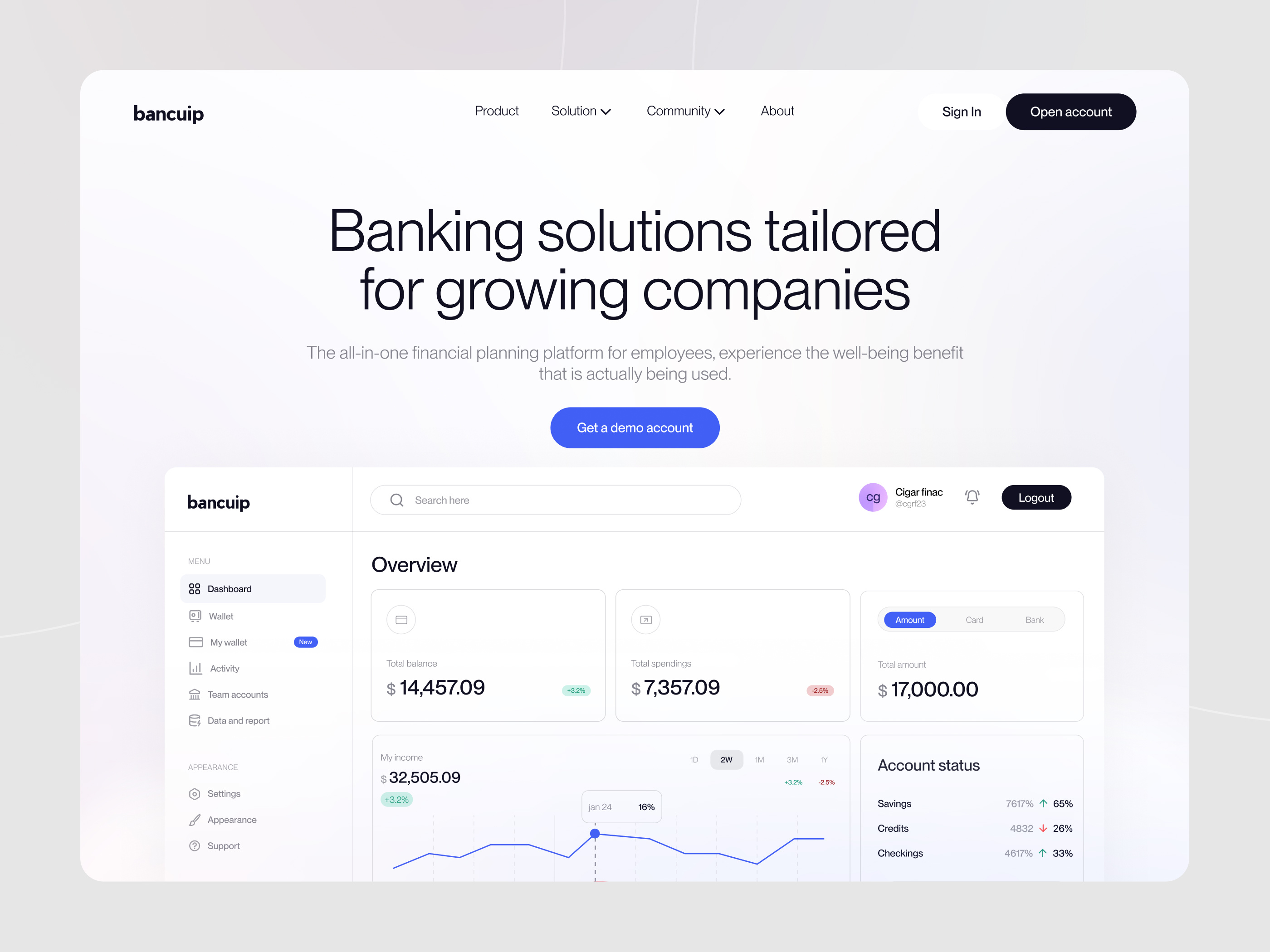 Fintech Landing Page by Awsmd on Dribbble