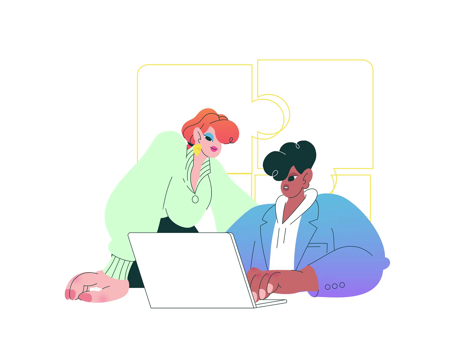 Colleagues working as a team by Vera Erm on Dribbble