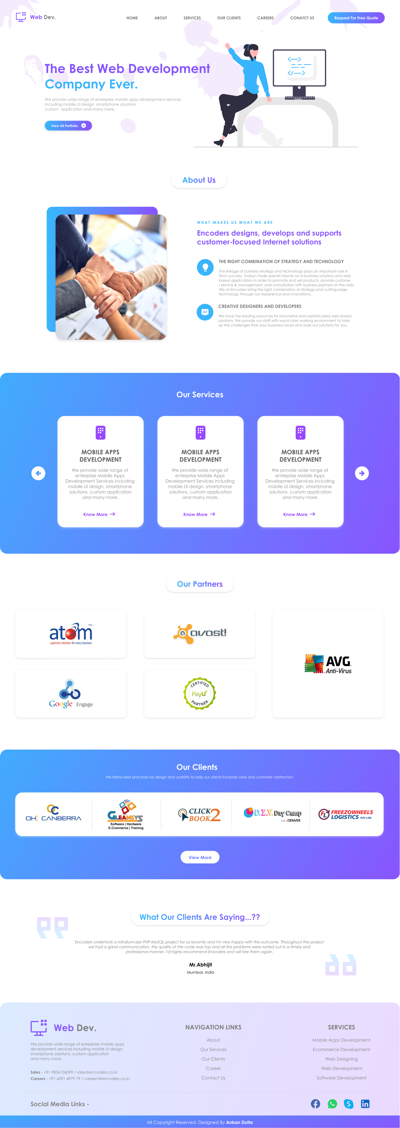 Web Dev Company Website UI Design by Ankan Dutta on Dribbble