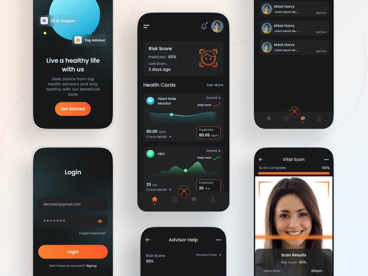 Modern Healthcare App UI Design - Health Vitals by Stunner Graphics on ...