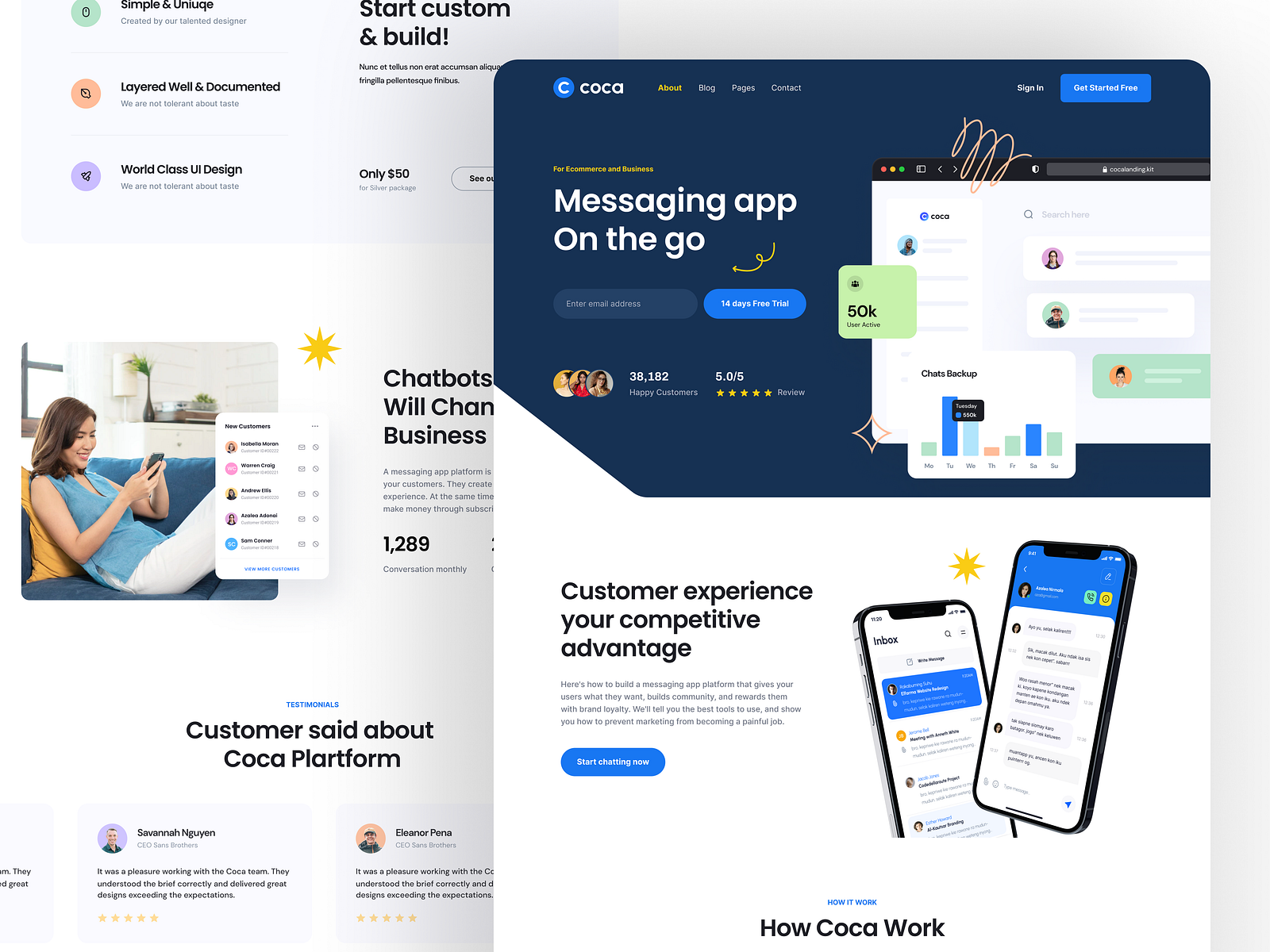 Messaging Website Landing Page by Haji Baig on Dribbble