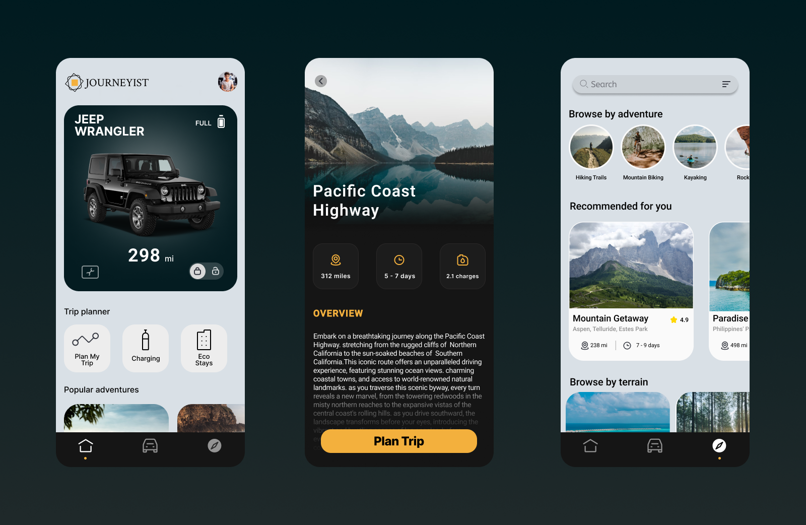 UI design for adventure-planning mobile app by Layan AbuMousa on Dribbble