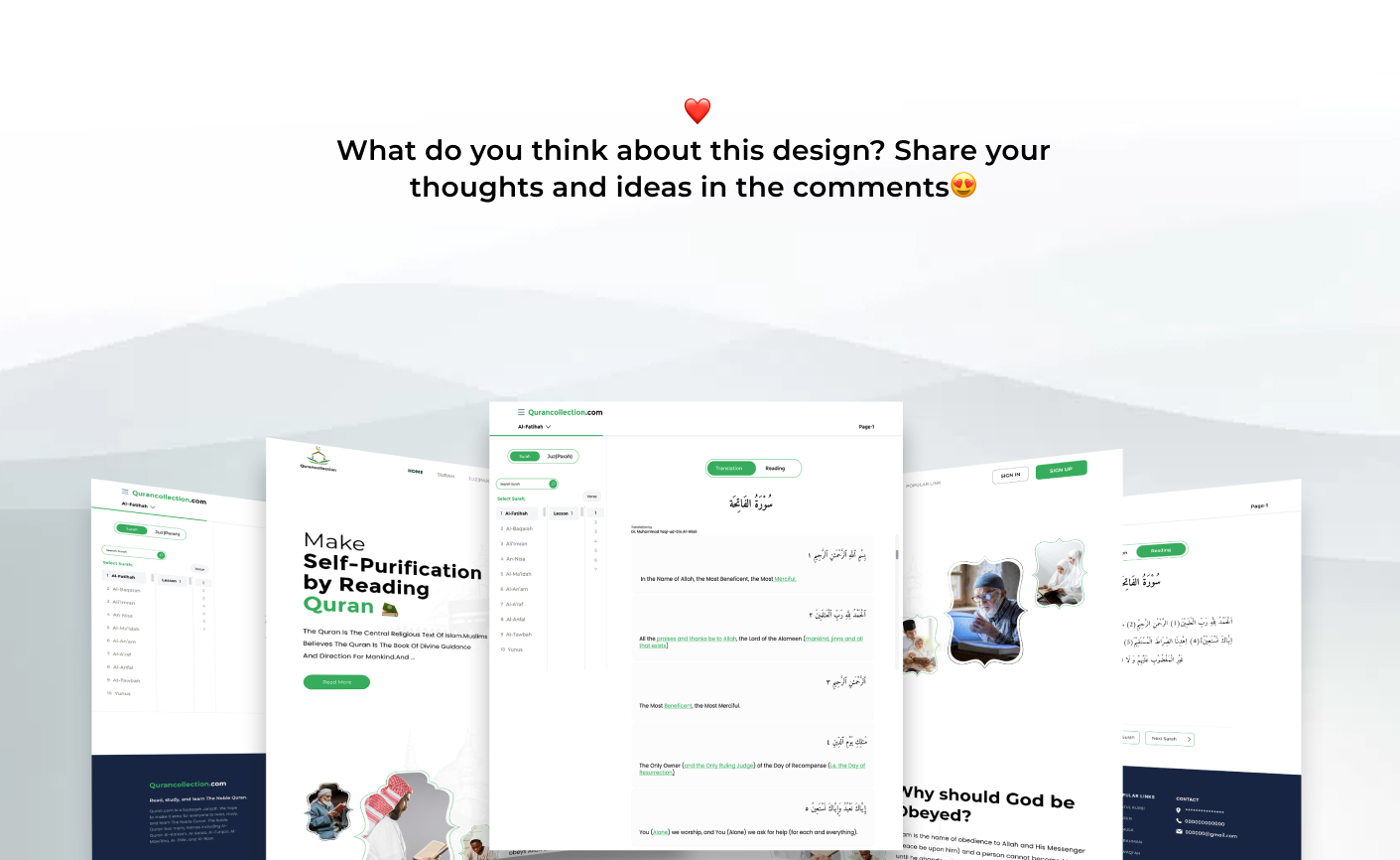 Quran Reading Landing Page design, UIUX, Quran Website by Muhammad Shabbir on Dribbble