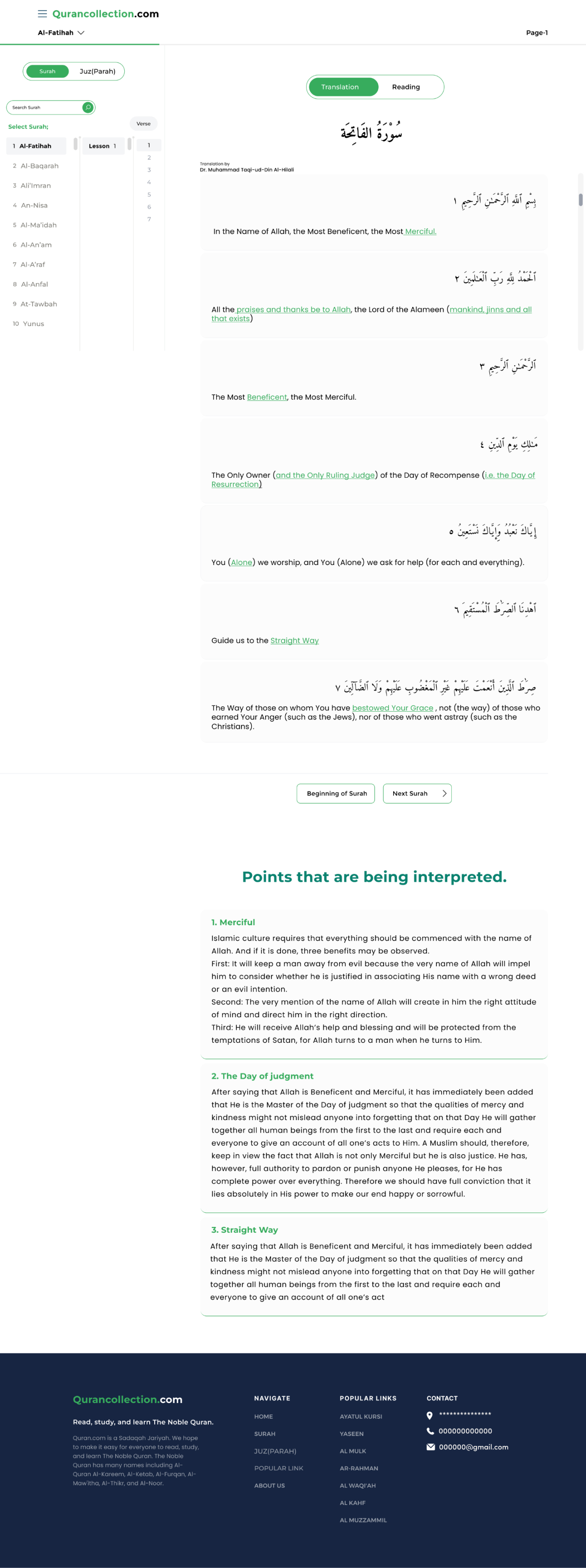 Quran Reading Landing Page design, UIUX, Quran Website by Muhammad Shabbir on Dribbble