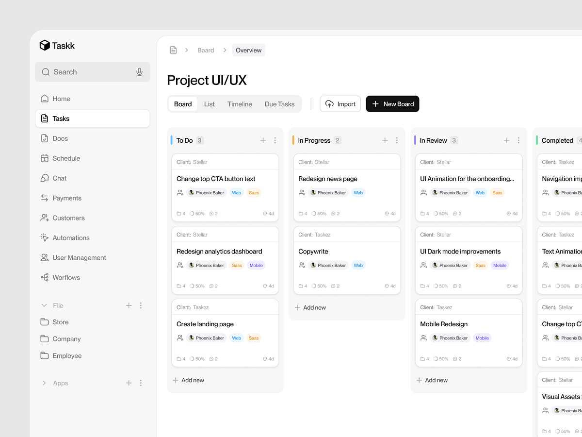 Task Management – Light mode by David Markov™ on Dribbble