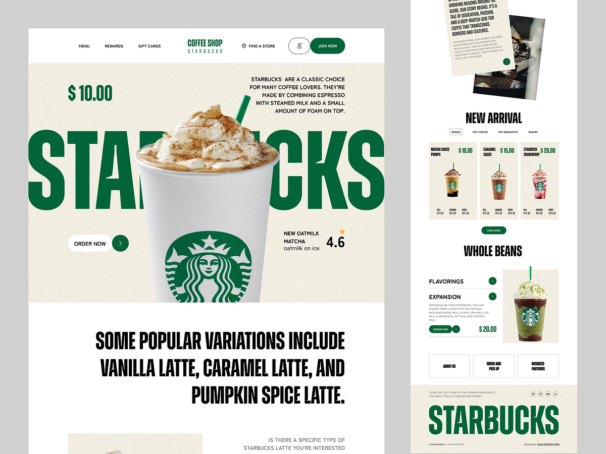 Starbucks | Coffee Shop Landing Page Website by Sahil Dobariya on Dribbble