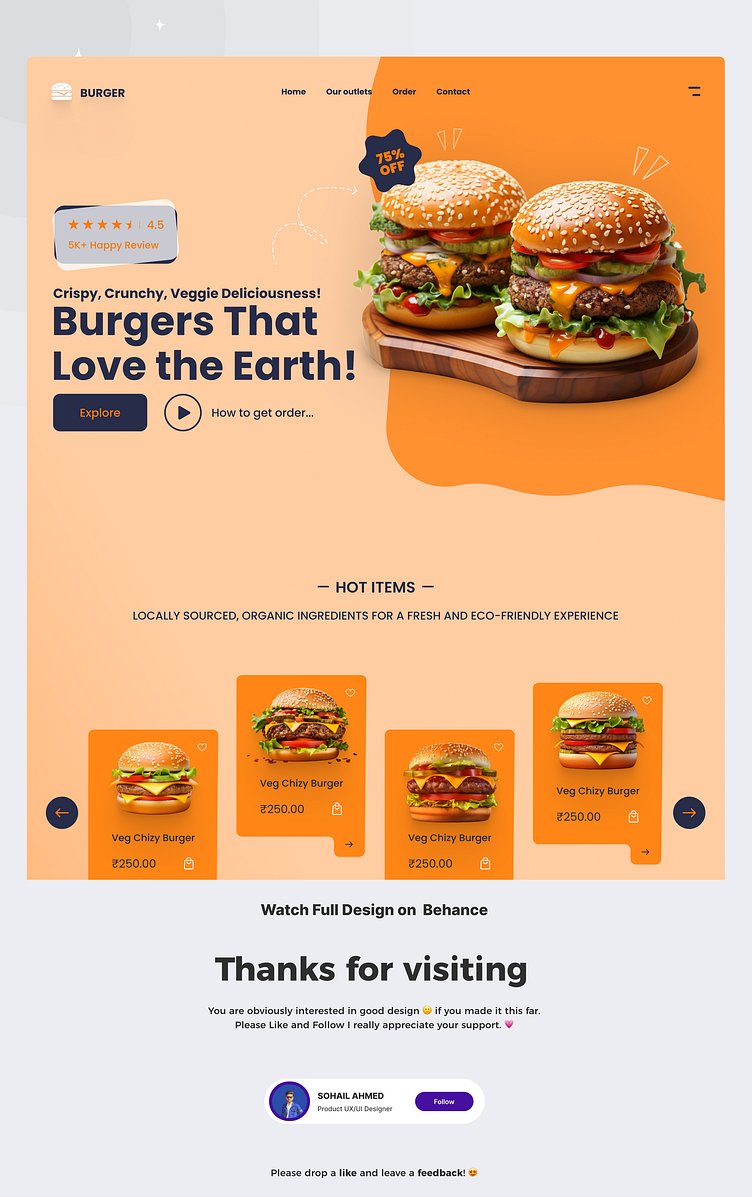 Burger Resturant Website Design by Sohail Ahmed on Dribbble