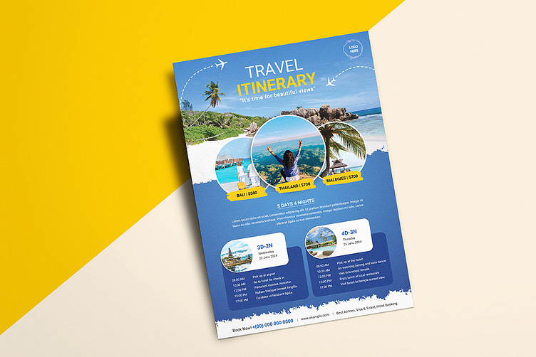 Travel Itinerary Flyer Template by Mukhlasur Rahman on Dribbble