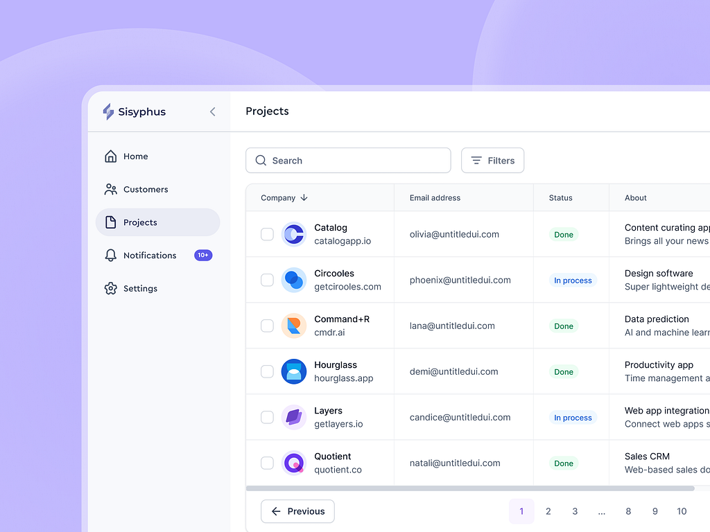 Large Table Design • Project Management Interface by Anna Helyk on Dribbble