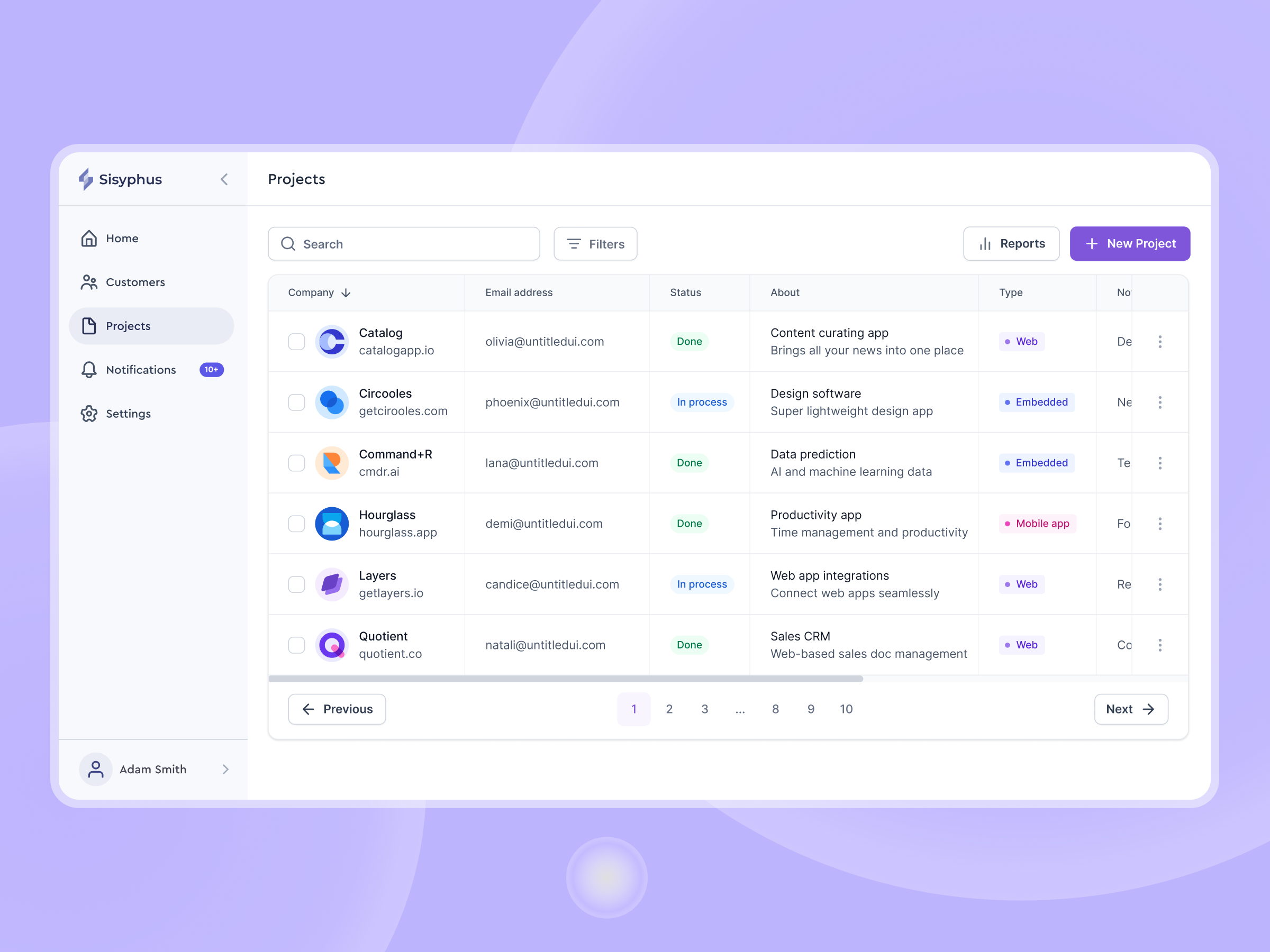 Large Table Design • Project Management Interface by Anna Helyk on Dribbble