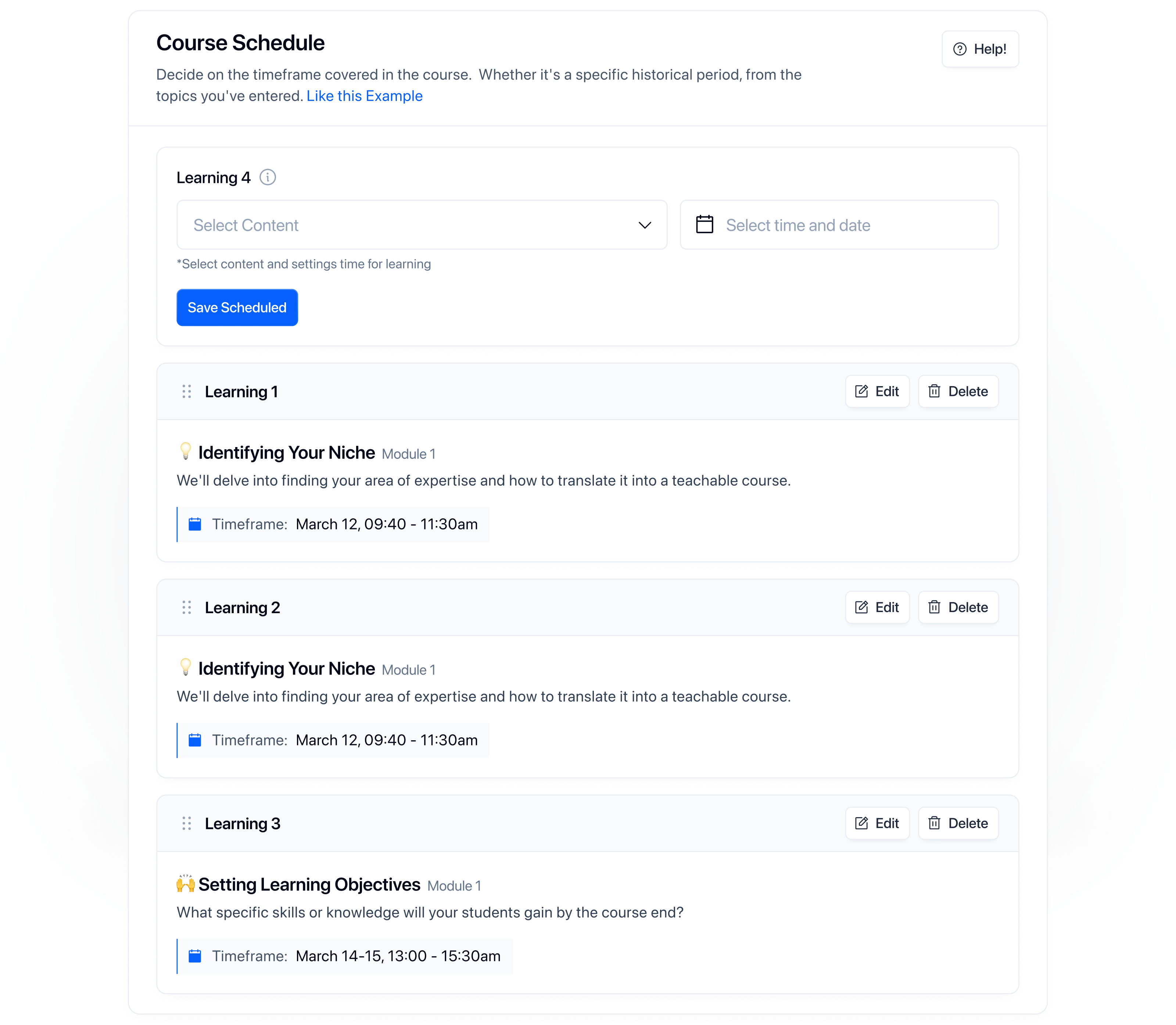 Create New Course / Setup Schedule - Online Course Platform by Fariz Al ...