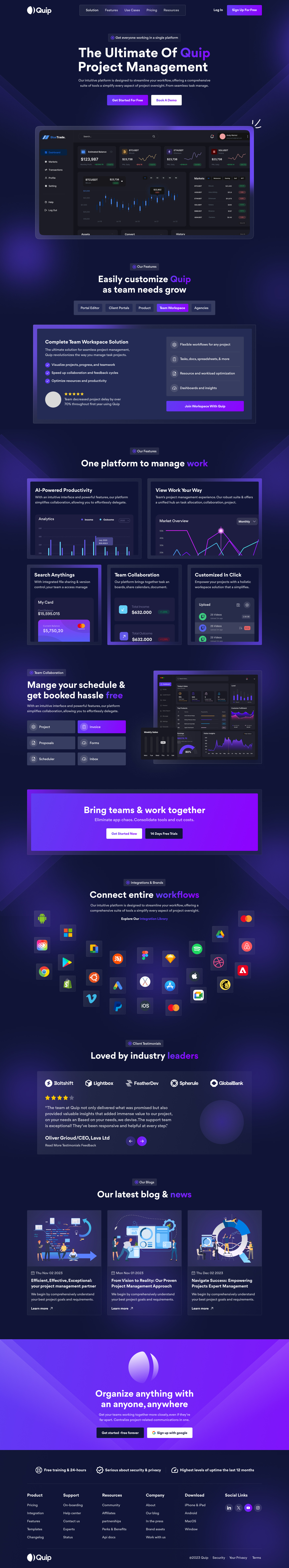 Project Management Tool Landing Page by Ruhul Amin for FleexStudio | UI ...