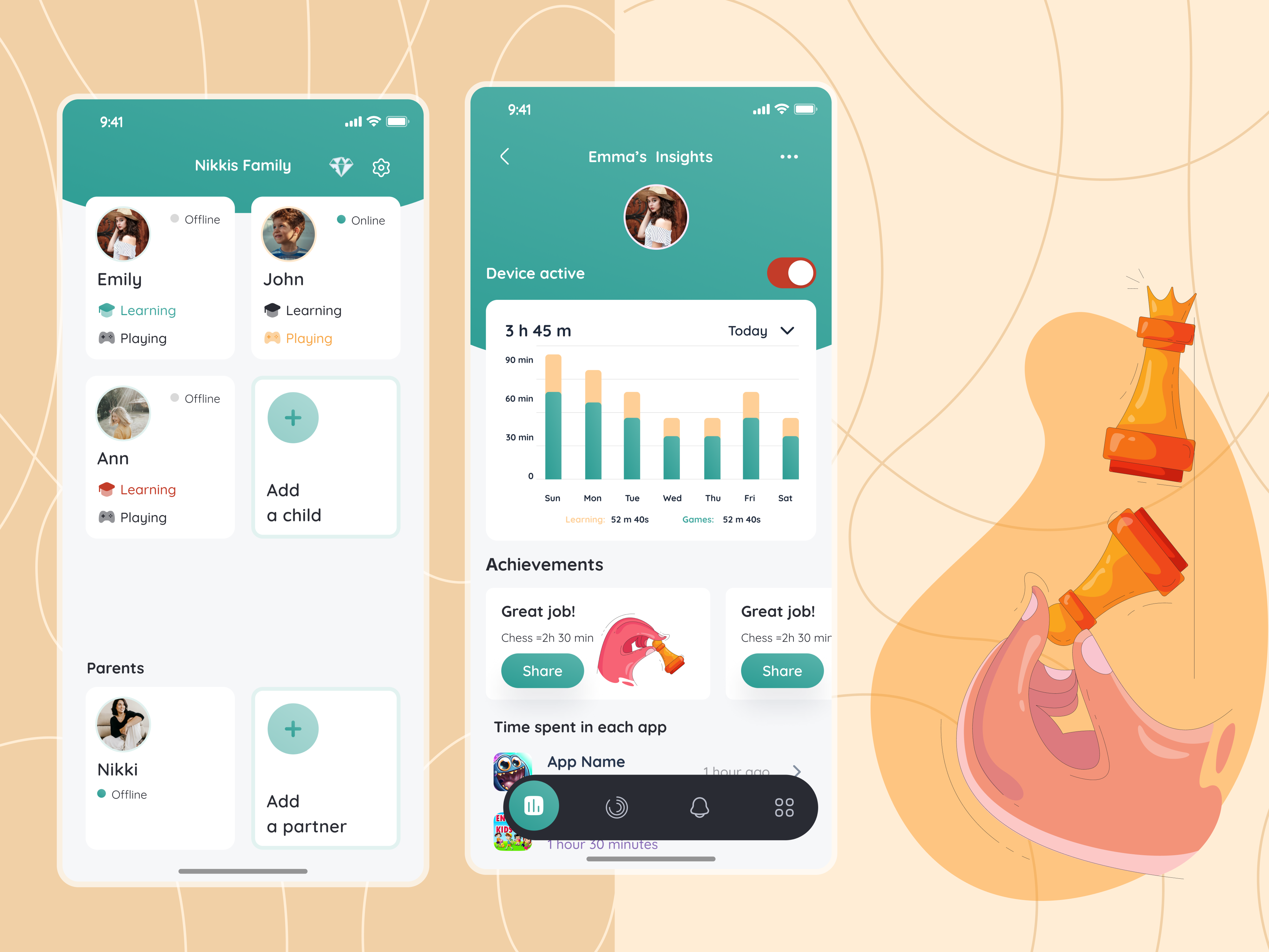UI/UX Mobile App & Promo Website for Parental Control, Kids App by Anna (asol_design) on Dribbble