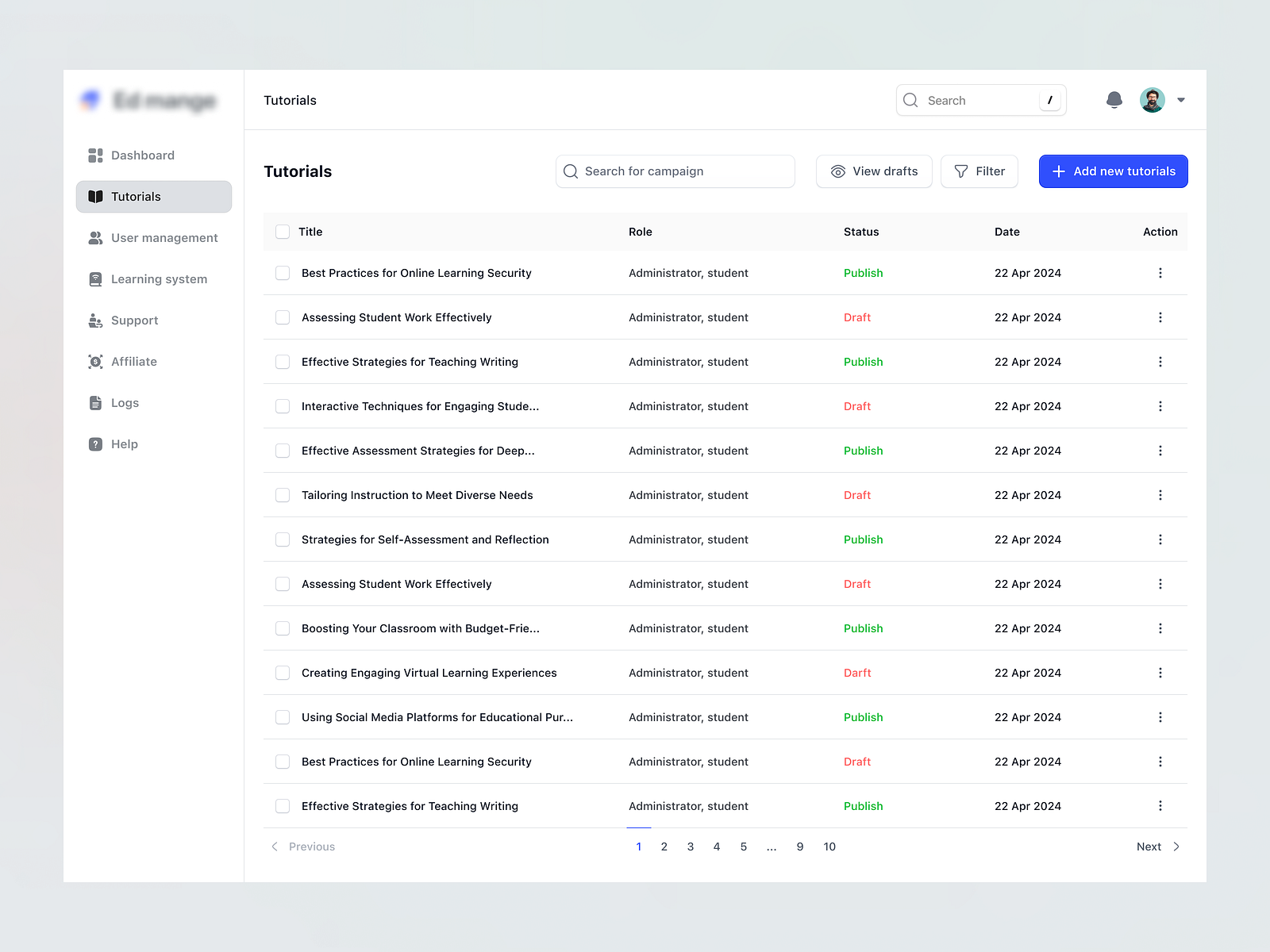 Lms Tutorial Page Design By Tofael Islam On Dribbble