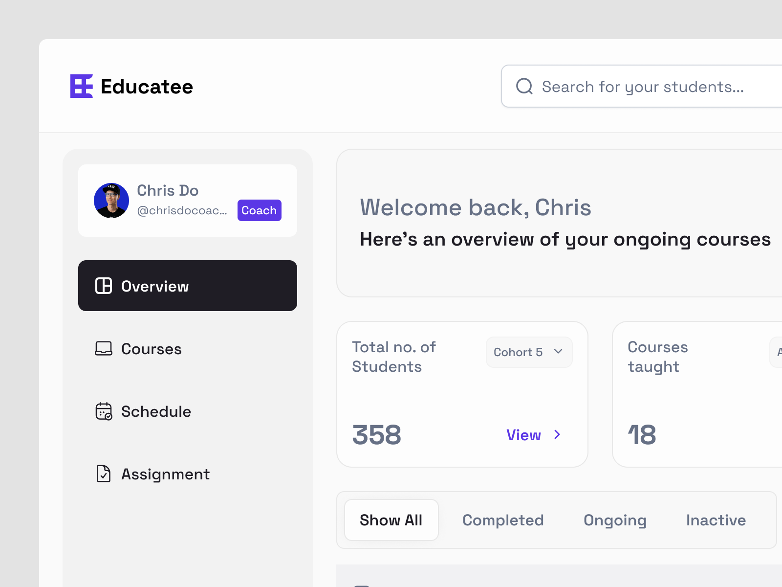 SaaS Education Dashboard - Educatee by Abdussalam Popoola | UI/UX ...