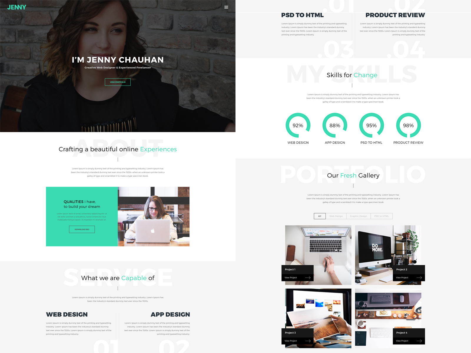 JENNY - Portfolio One Page Template by Kamlesh Chauhan on Dribbble