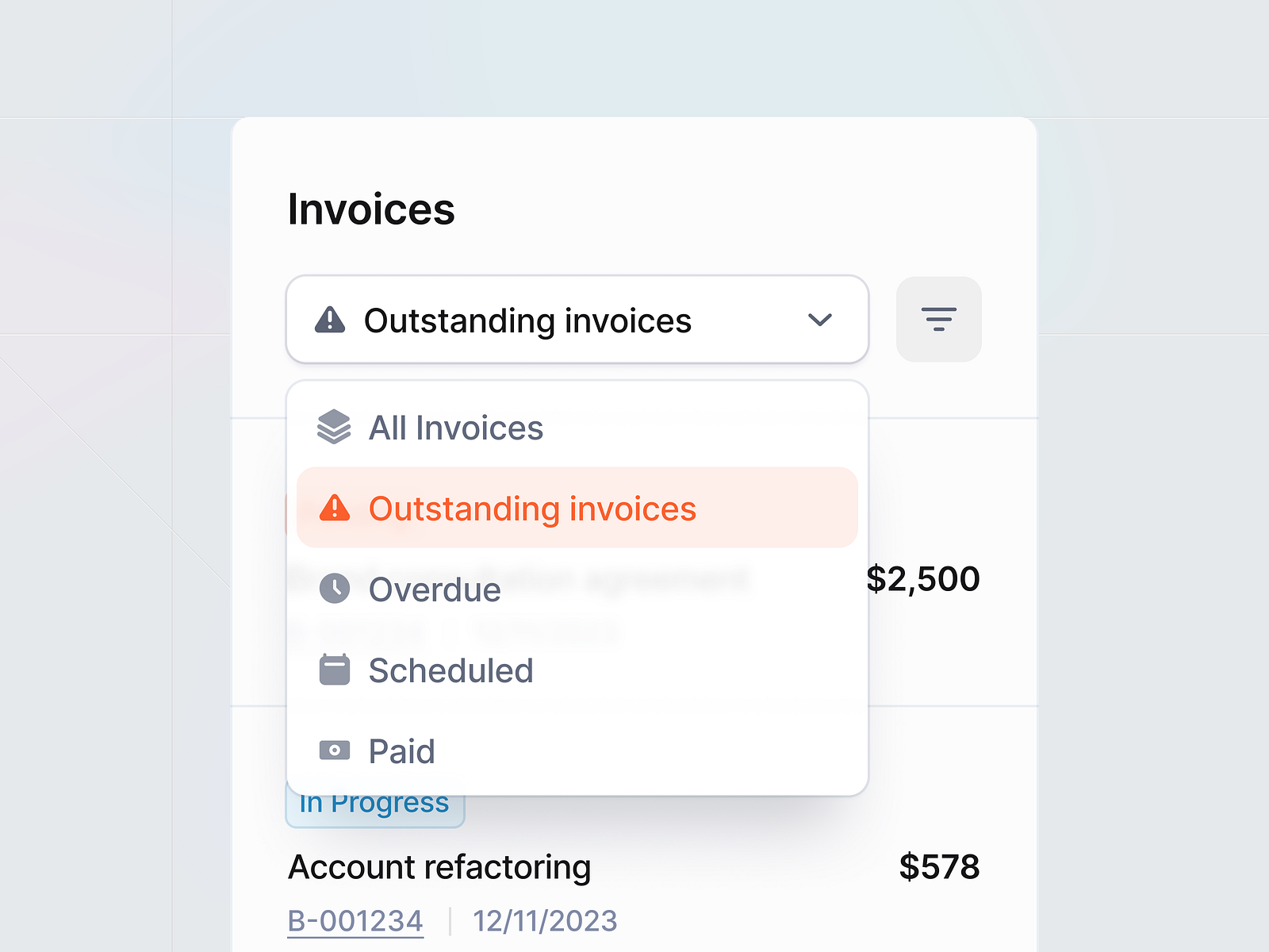 Invoice App Menu pt.2 by Monty Hayton on Dribbble