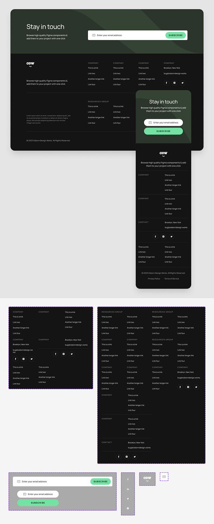 Website Footer UI from Component Collector by Taylor Osborn on Dribbble