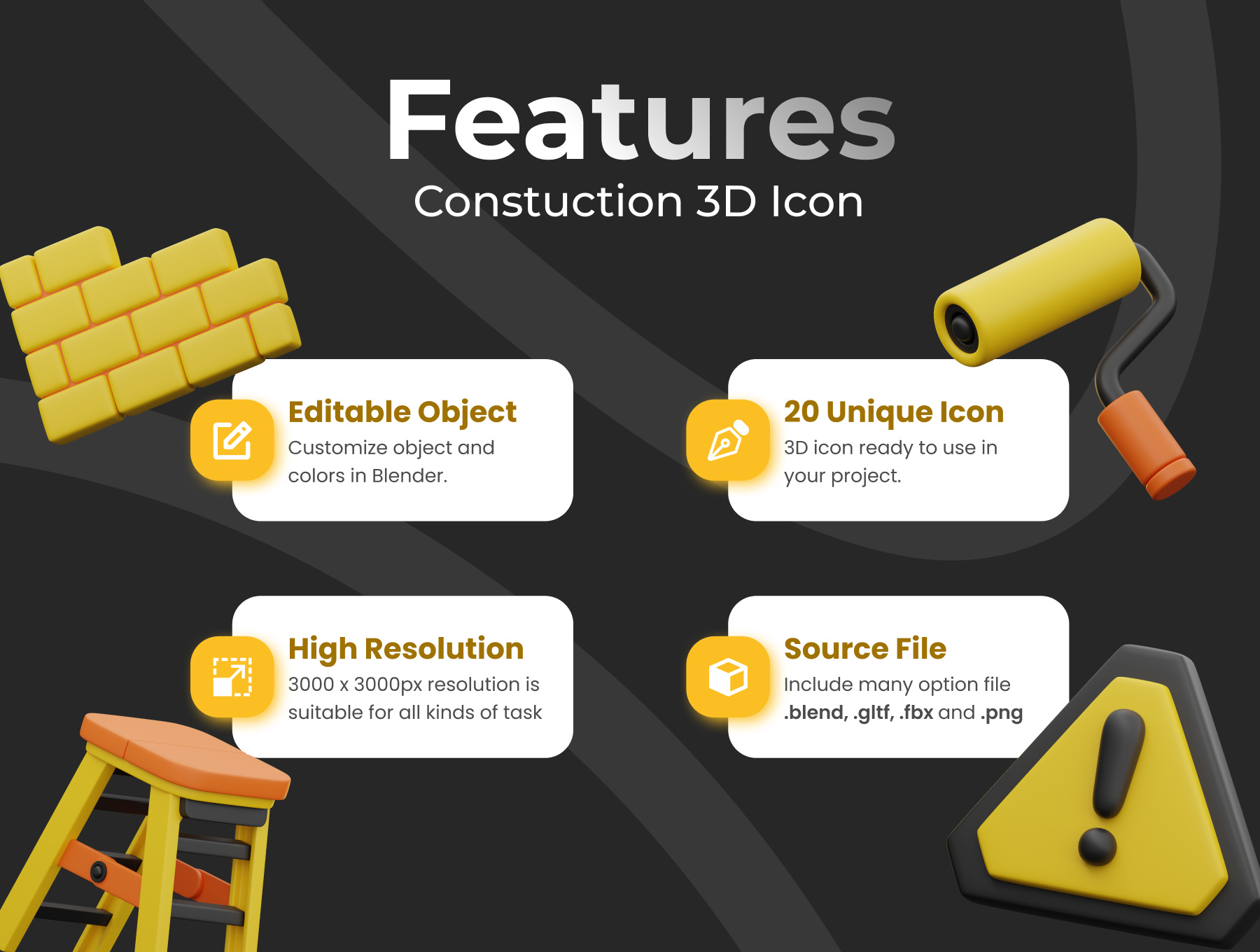 Construction 3D Icon Set by Rifky Chandra on Dribbble