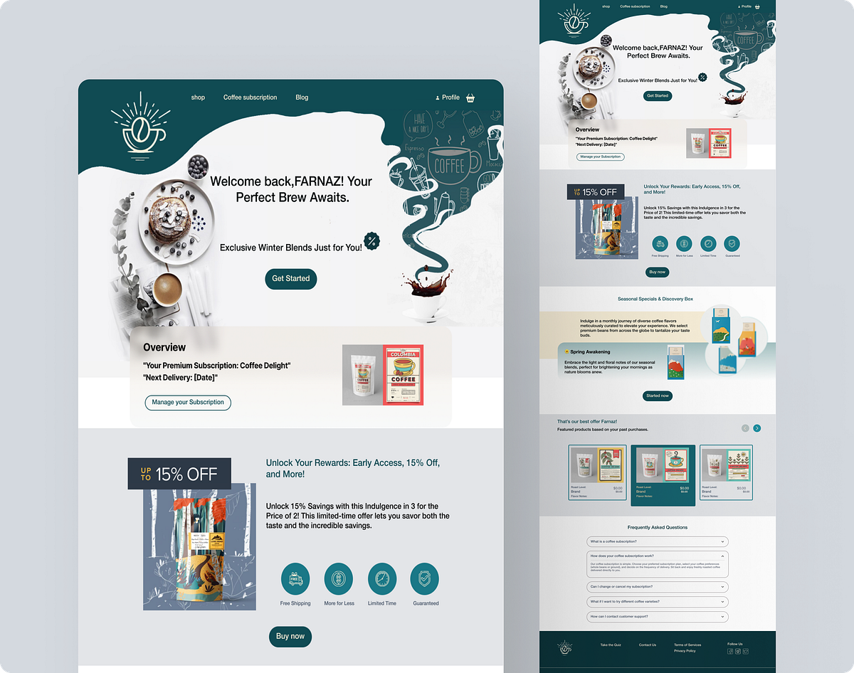 Coffee Subscription Website by Farnaz khanlari on Dribbble