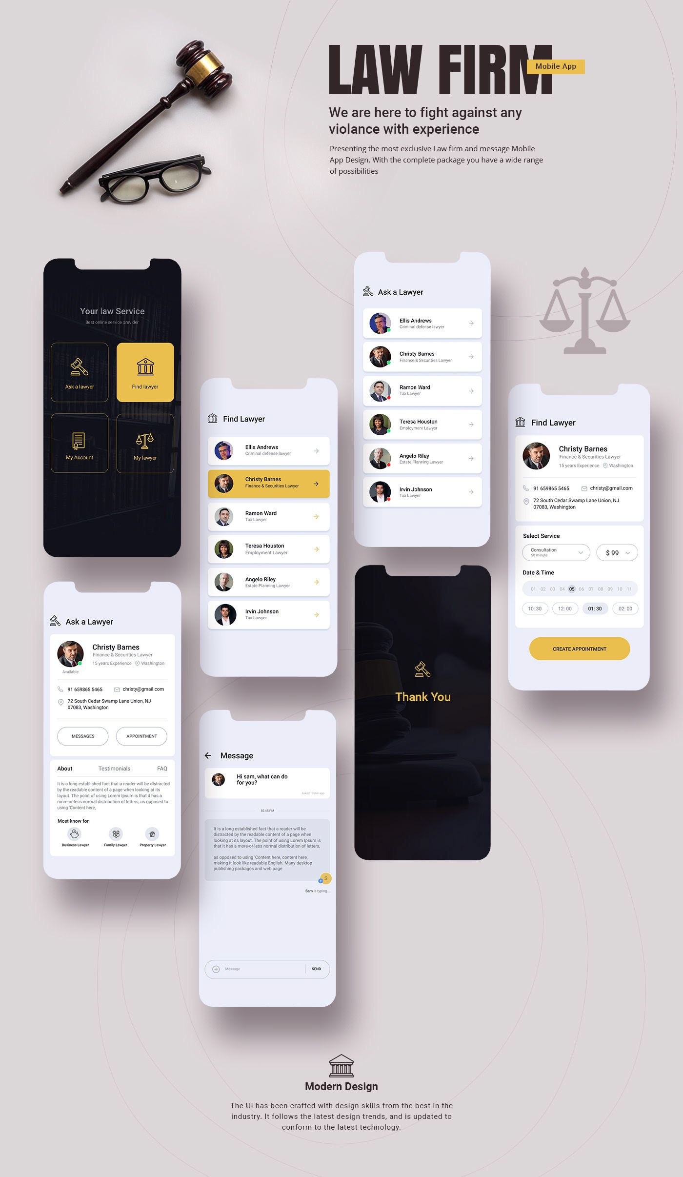 Law - Mobile App Design by Ahsan Ismail on Dribbble