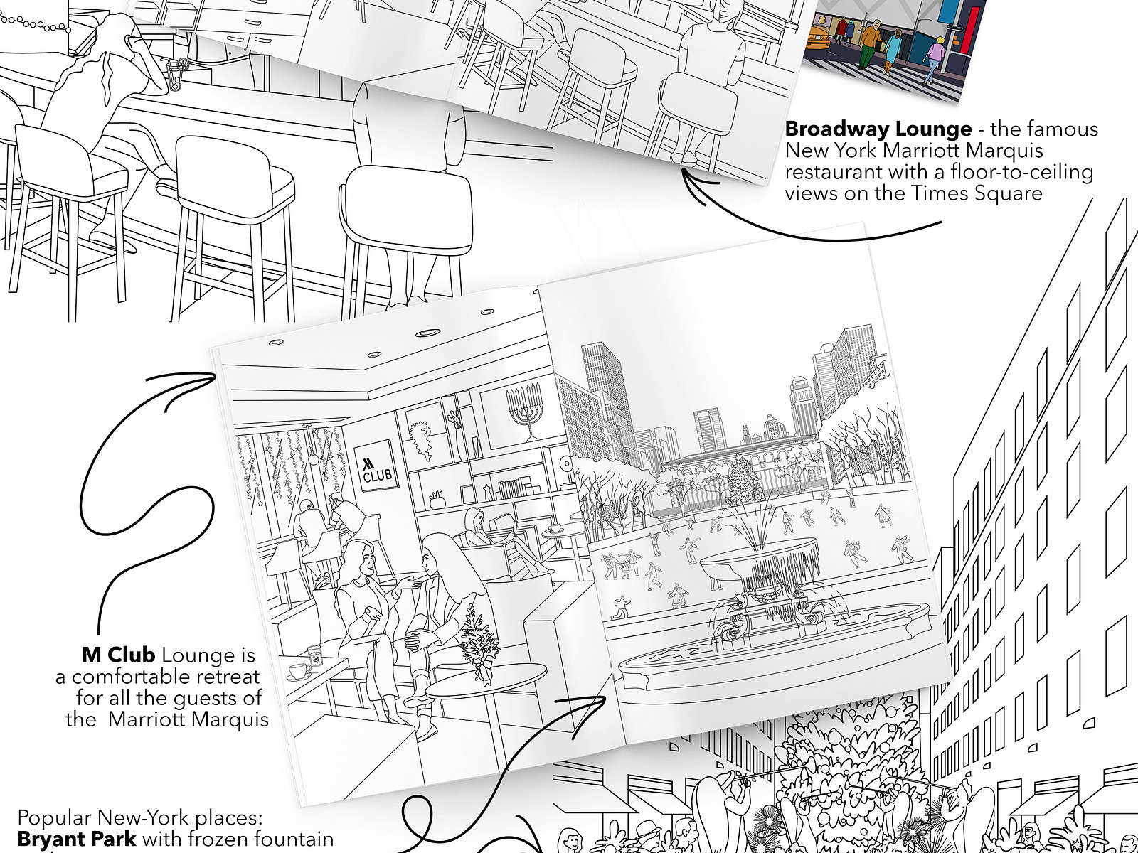 Coloring book for the New York Marriott Marquis by Serafima Mikhaylova ...