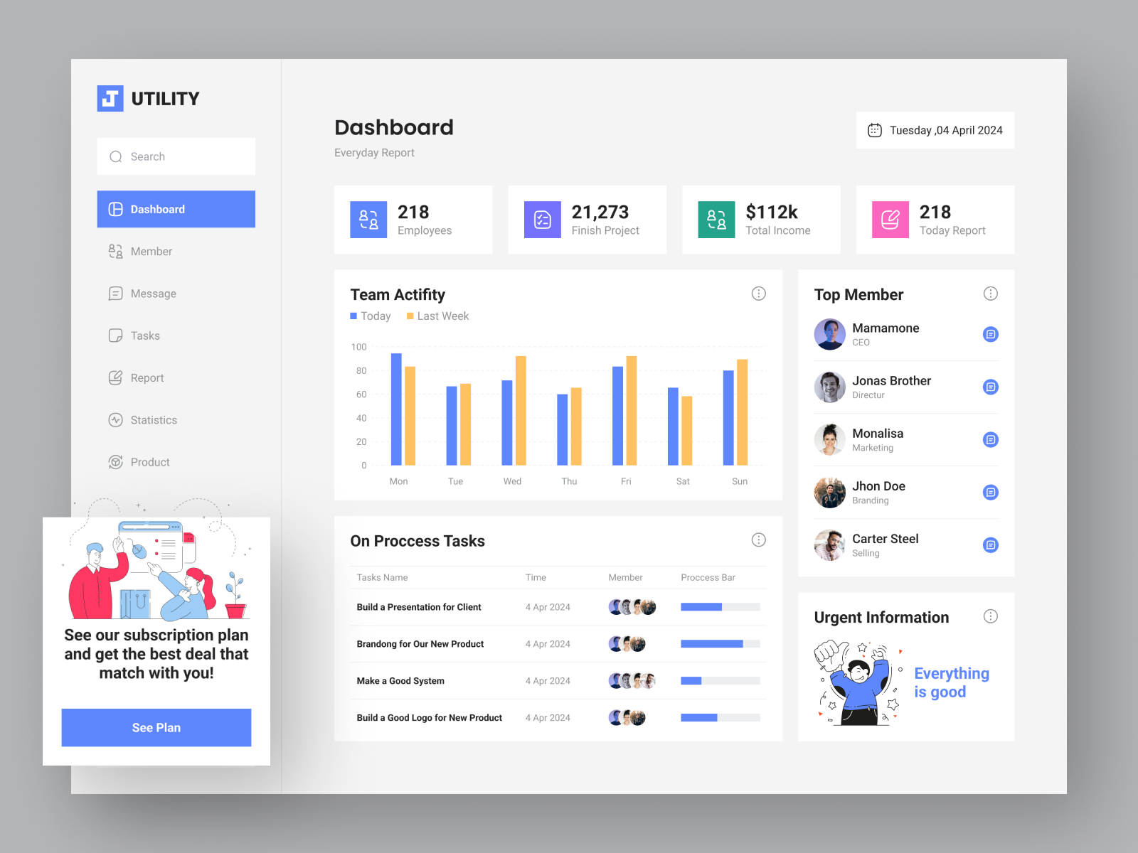 UTILITY - Team Management - Dashboard by Teknologi Digital Terdepan on ...