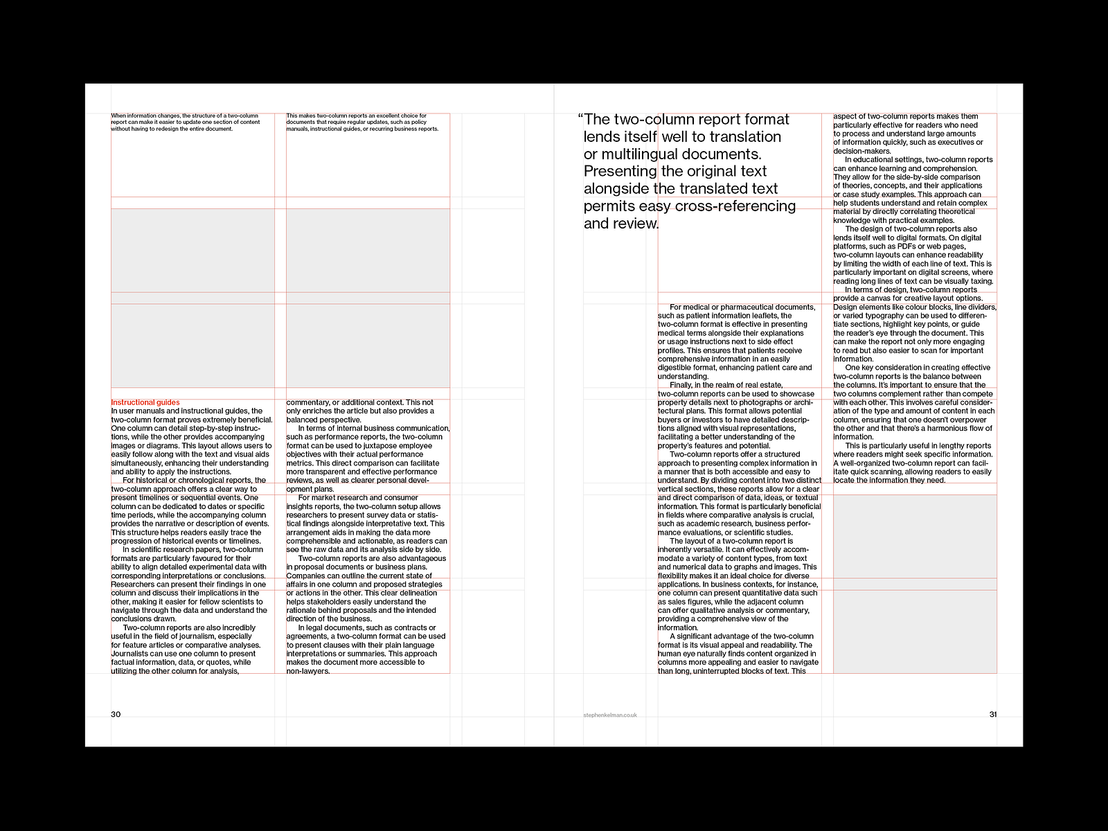 A4 Two Column Report Grid System for InDesign by Stephen Kelman on Dribbble