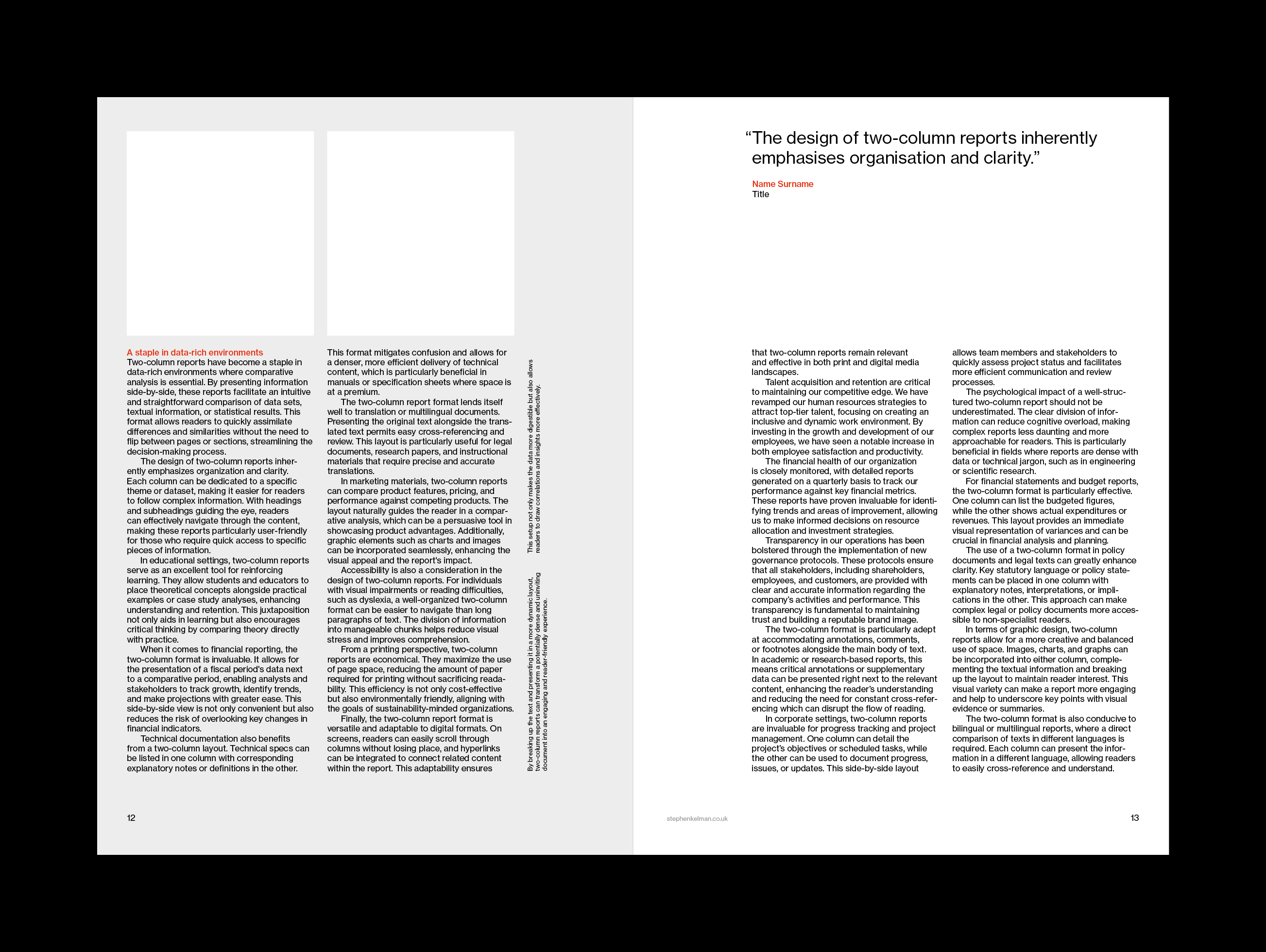 A4 Two Column Report Grid System for InDesign by Stephen Kelman on Dribbble