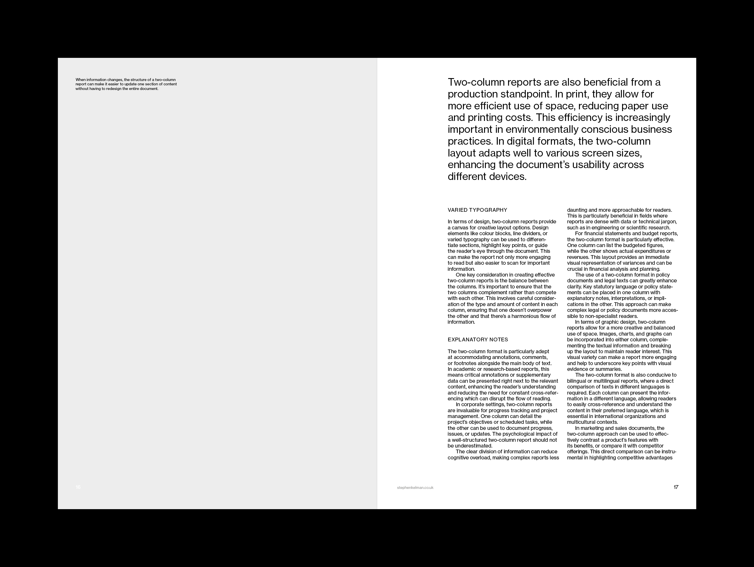 A4 Two Column Report Grid System for InDesign by Stephen Kelman on Dribbble