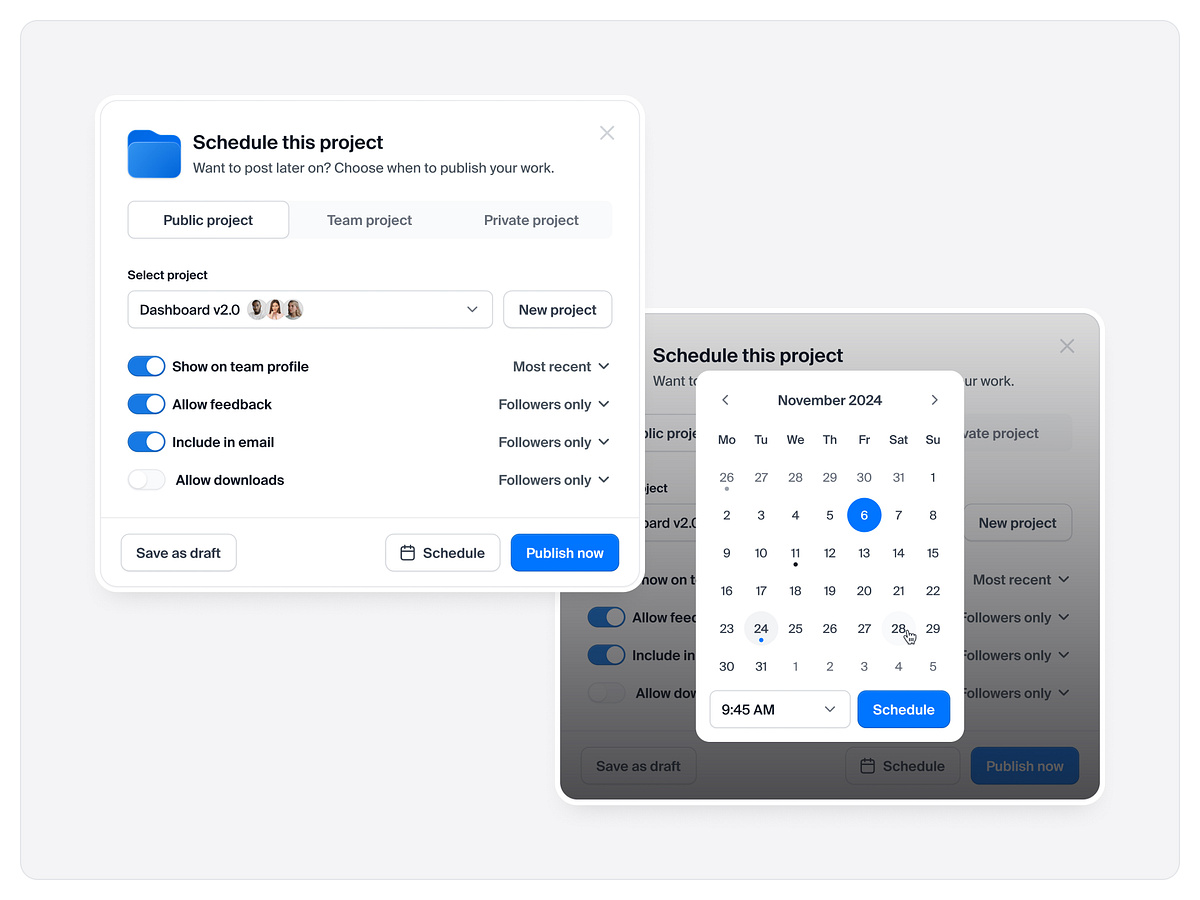 Schedule modal — Untitled UI by Jordan Hughes® on Dribbble
