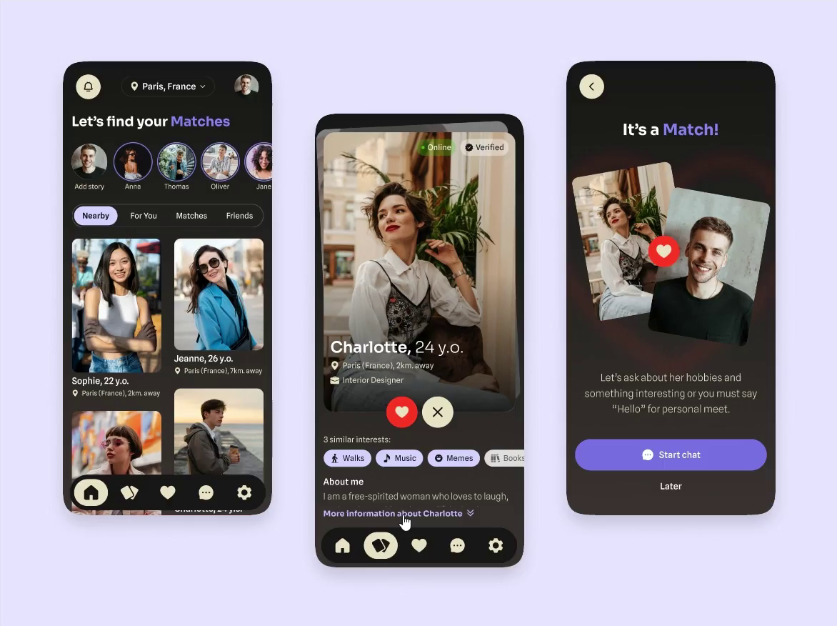 Mobile Dating App UI/UX Design by Mettevo on Dribbble