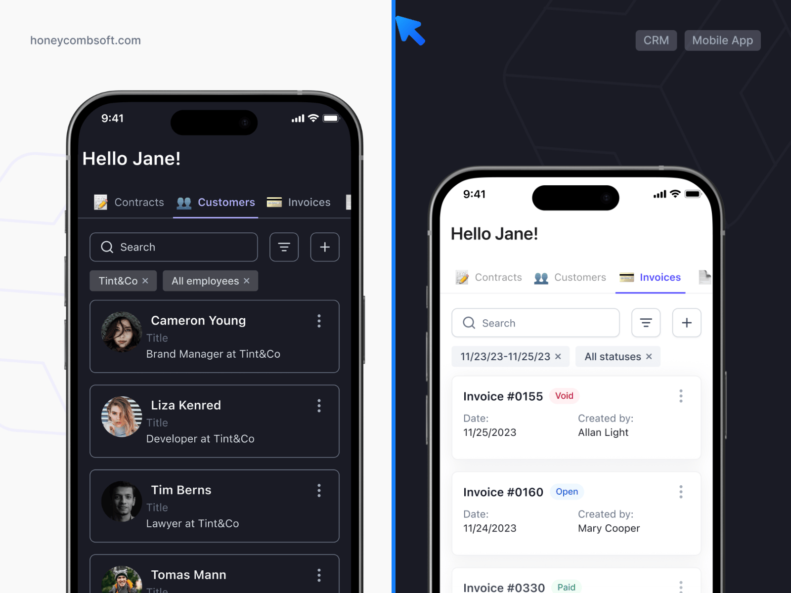 Mobile CRM App Design by Honeycomb Software on Dribbble