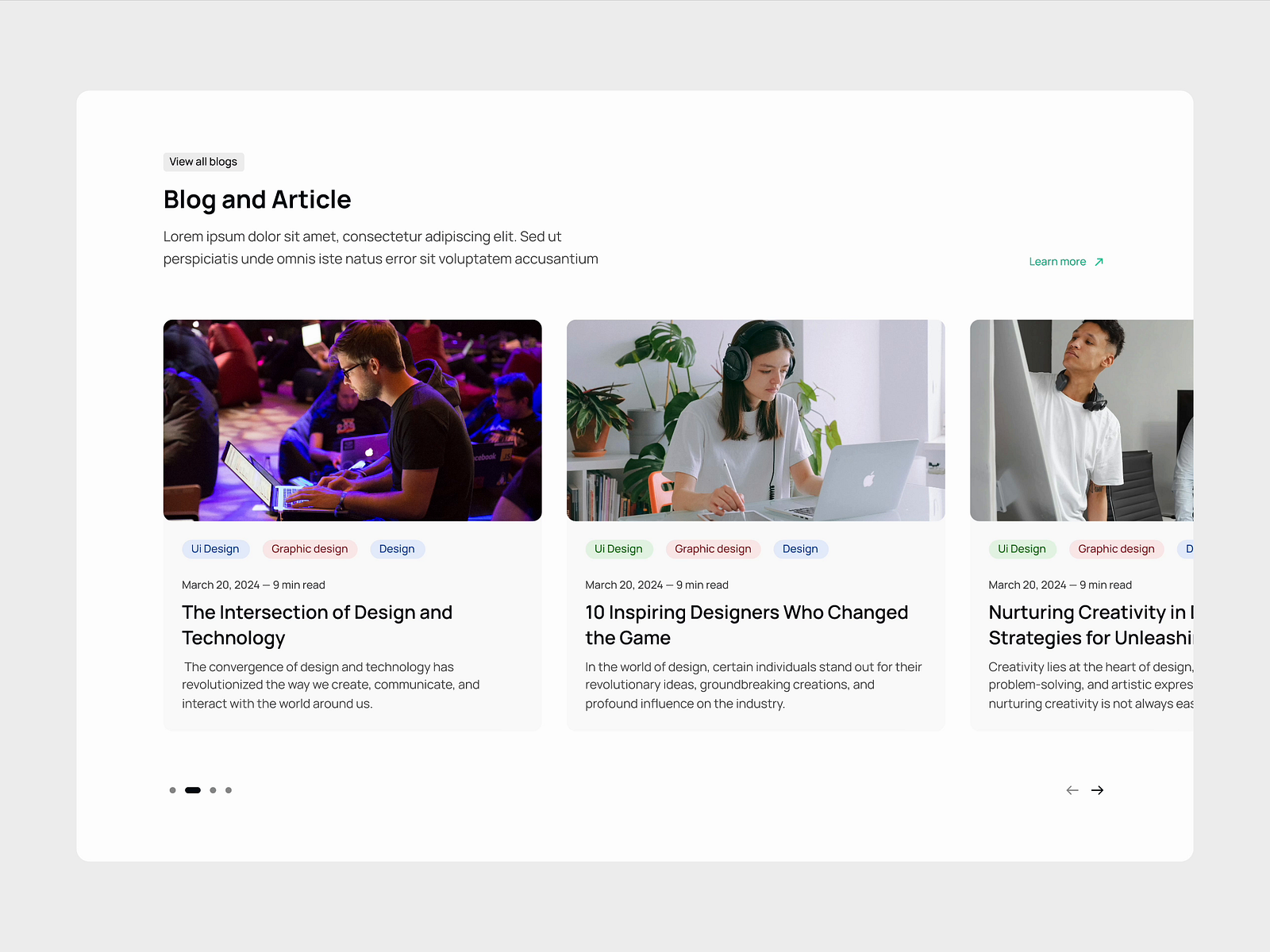 Blog sections by Kadir Miye on Dribbble
