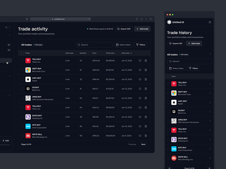 Trade activity — Untitled UI by Jordan Hughes® on Dribbble Trade activity — Untitled UI by Jordan Hughes® on Dribbble