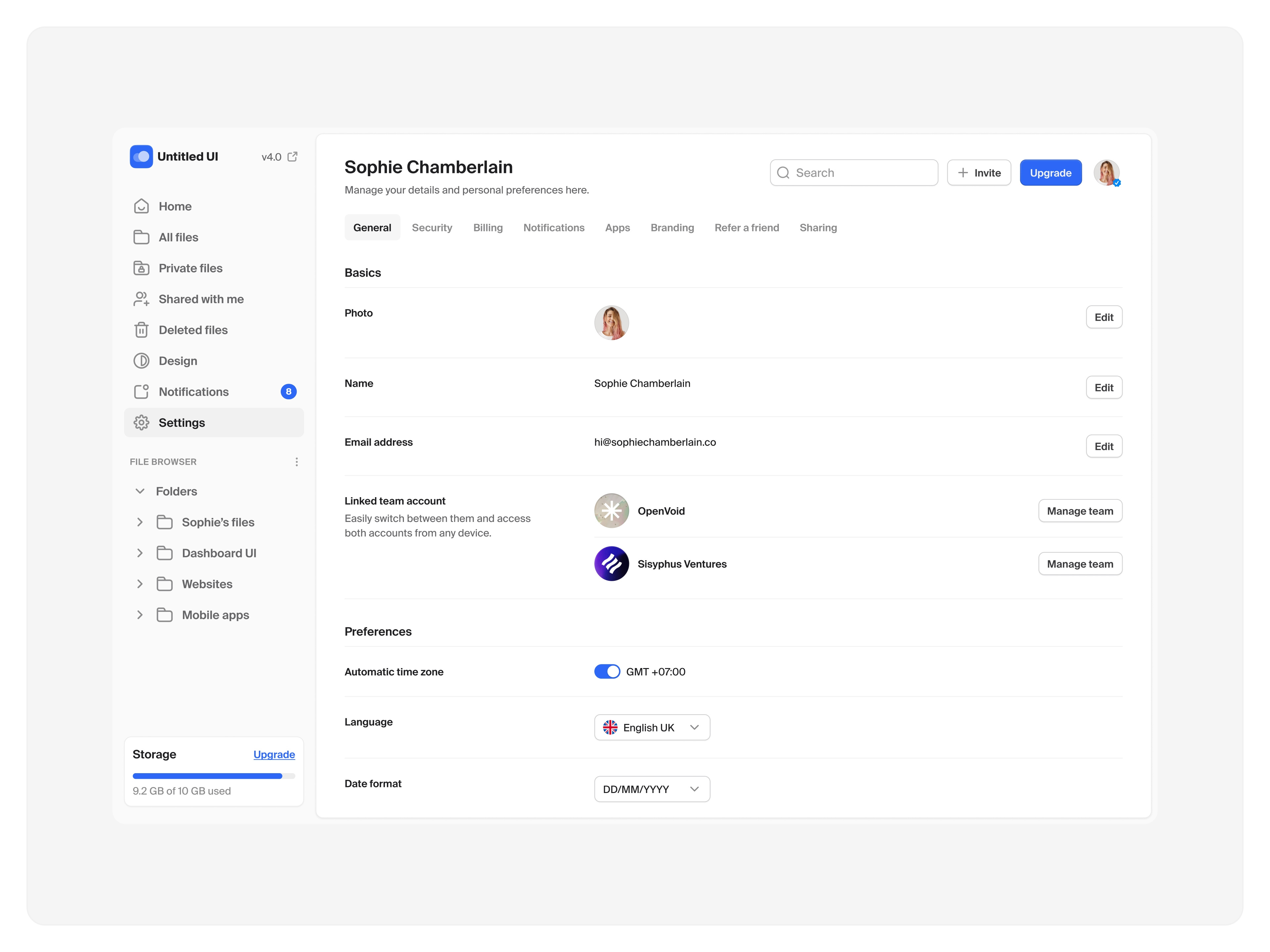 General settings — Untitled UI by Jordan Hughes® on Dribbble