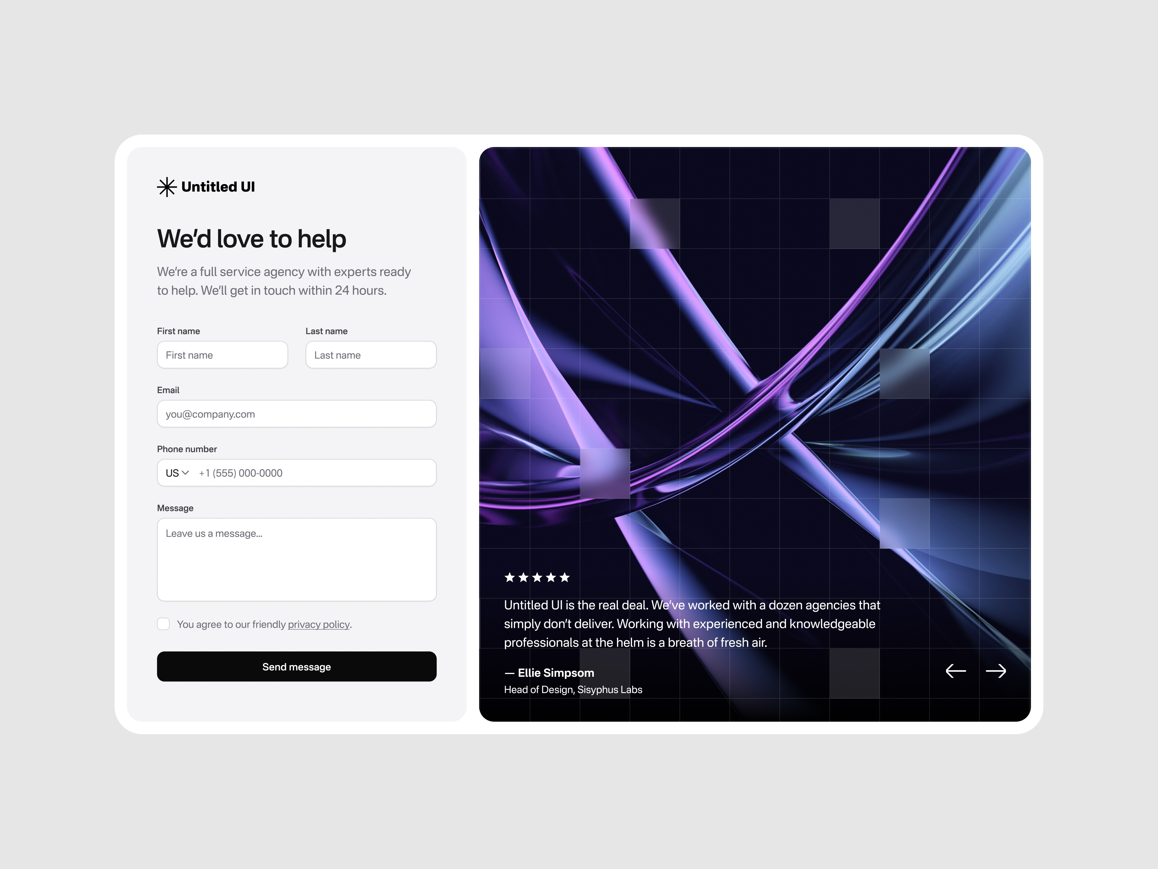 Contact form — Untitled UI by Jordan Hughes® on Dribbble