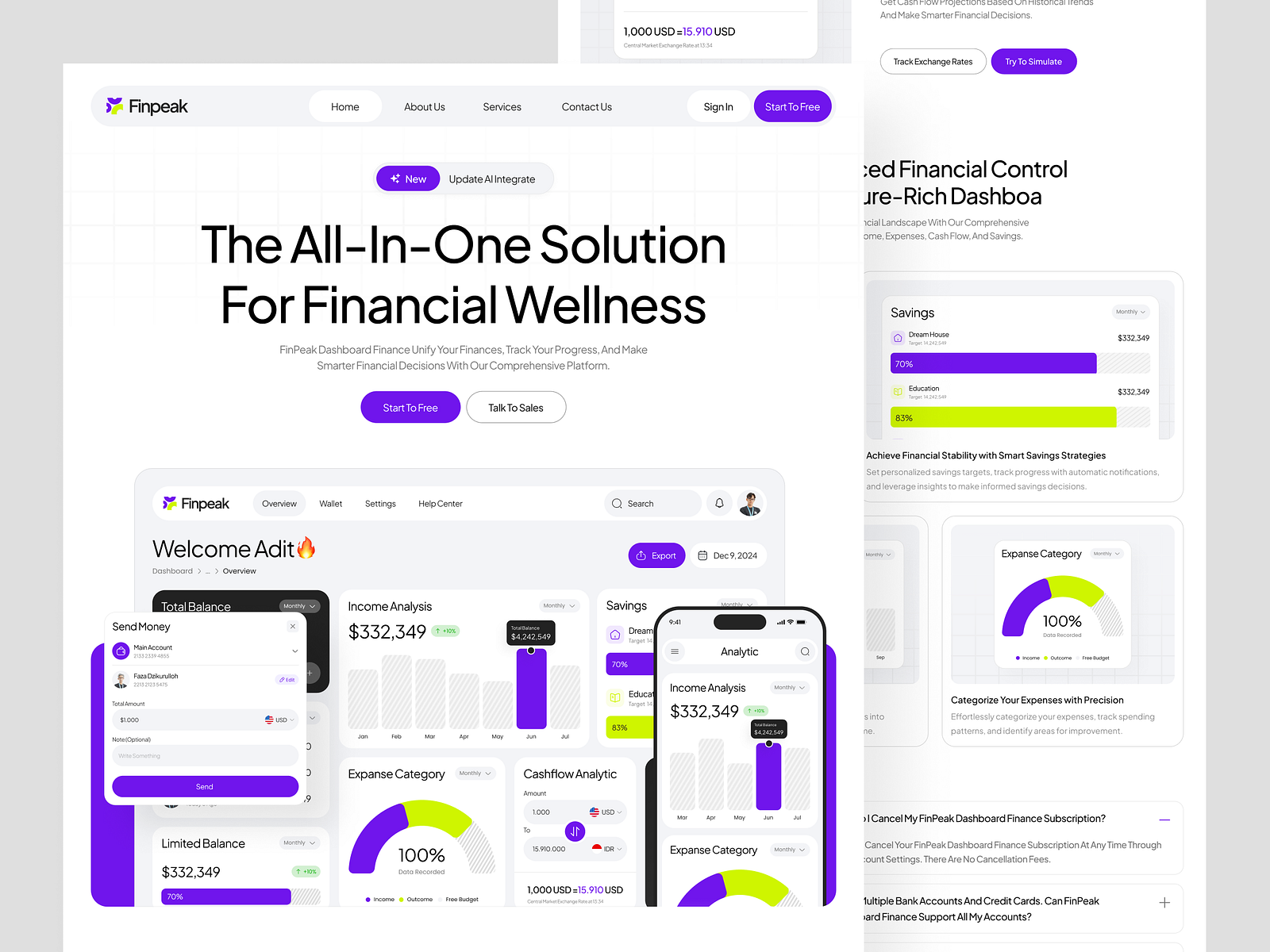 Finpeak - LandingPage Finance by Ismu Adiyat Hidayatulloh for Hatypo Studio on Dribbble