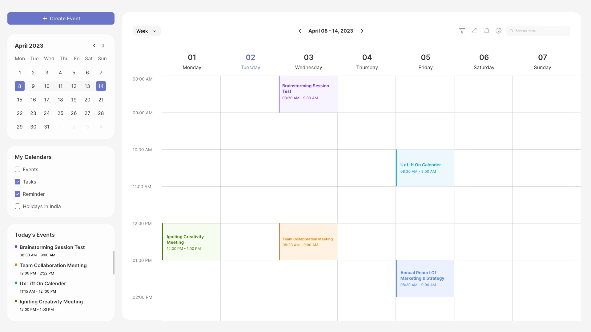 Calendar UI by Pratibha Baluni on Dribbble