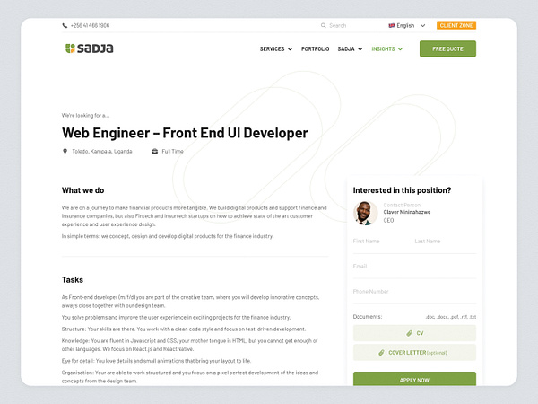 Job description page - design concept by Henry Rae on Dribbble