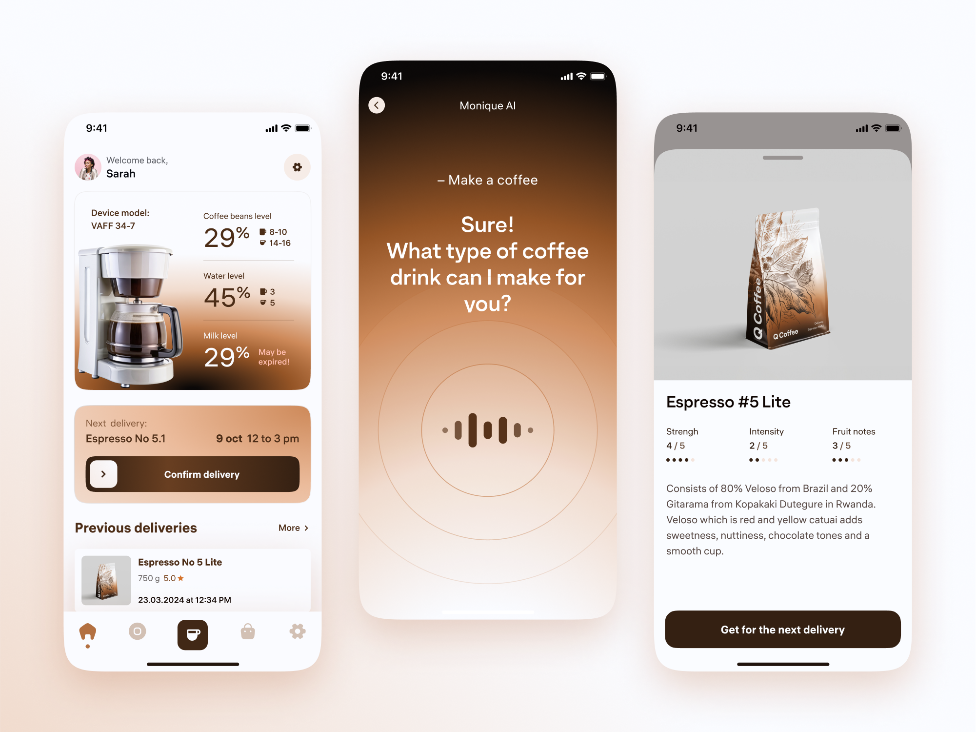 IoT smart coffee machine | Device Mobile App by Anastasia Paliakou for ...