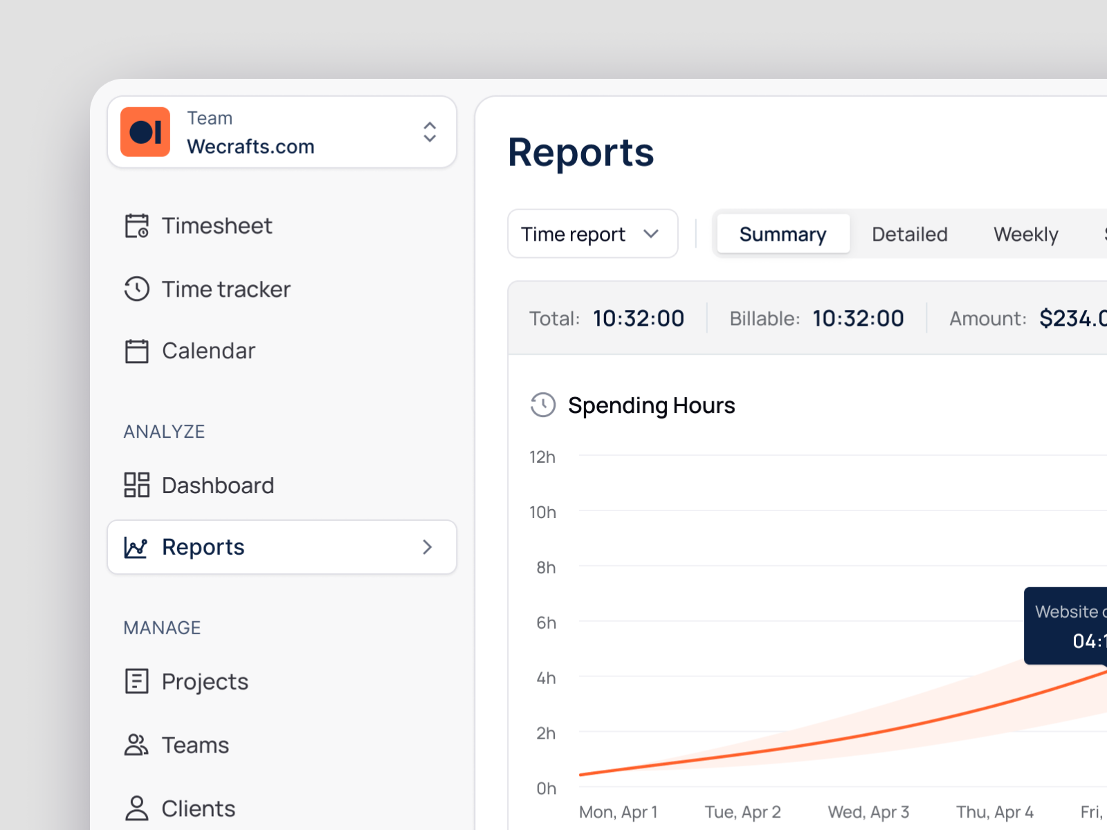 Time Tracking Web App - Reports by Plabon Aryfin on Dribbble