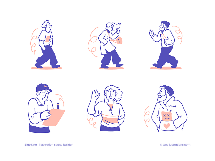 Blue line illustrations by Ramy Wafaa on Dribbble