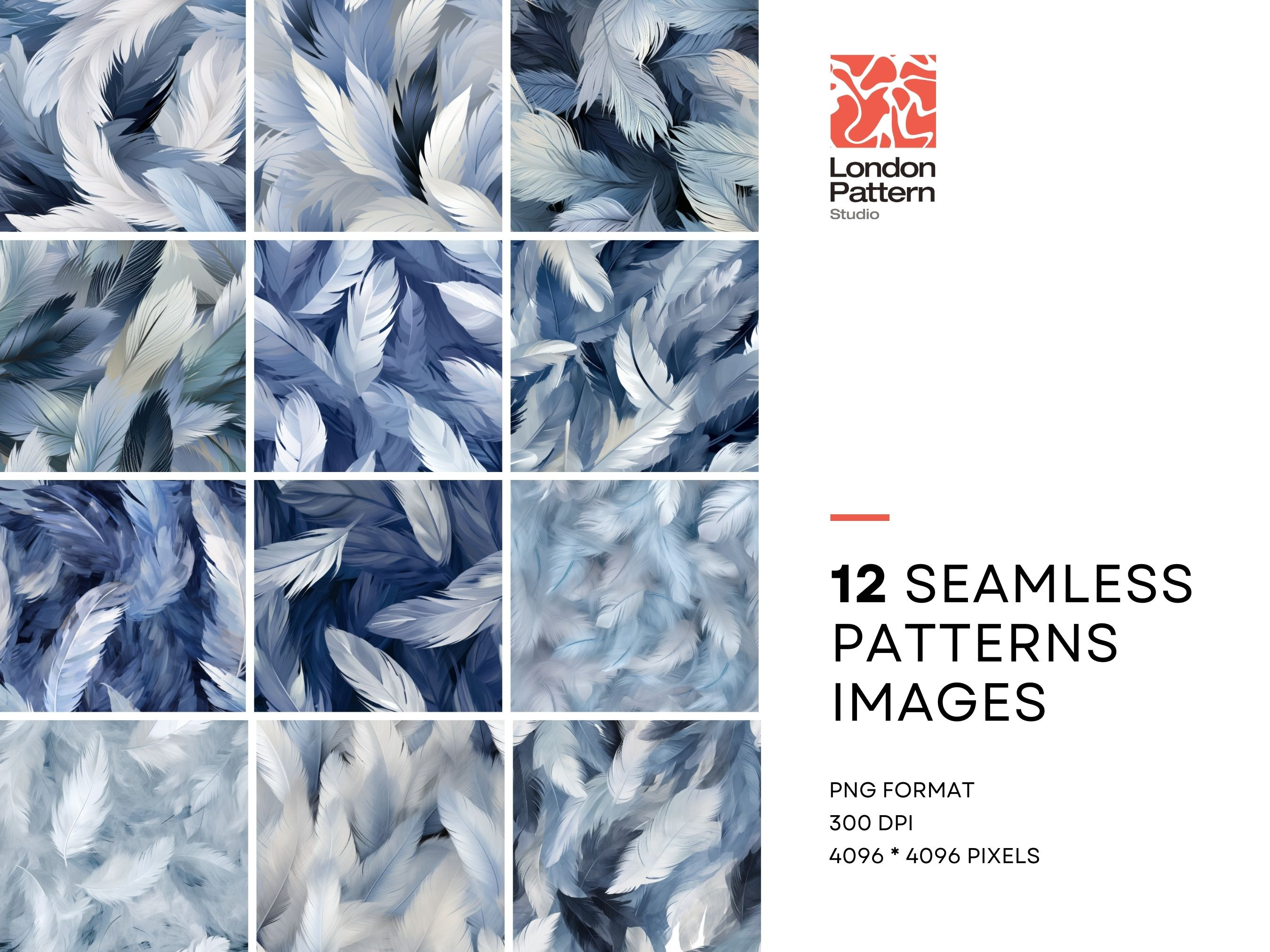 Mesmerizing Feather Melody Seamless Patterns 300 DPI, 4K by London ...