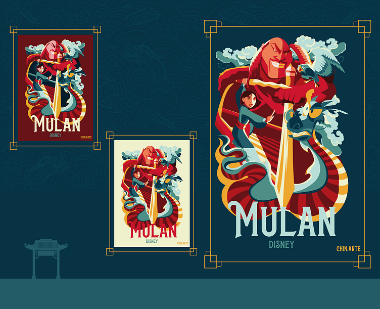 Poster illustration of the Disney movie Mulan by Lucia Lopez-Viejo ...
