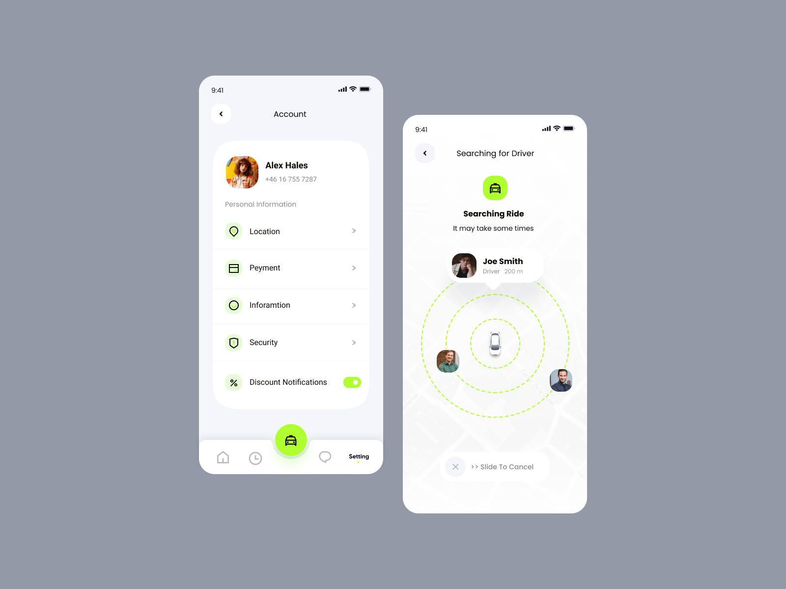 Taxi App UI UX Mobile Design by Roohi Koohi on Dribbble