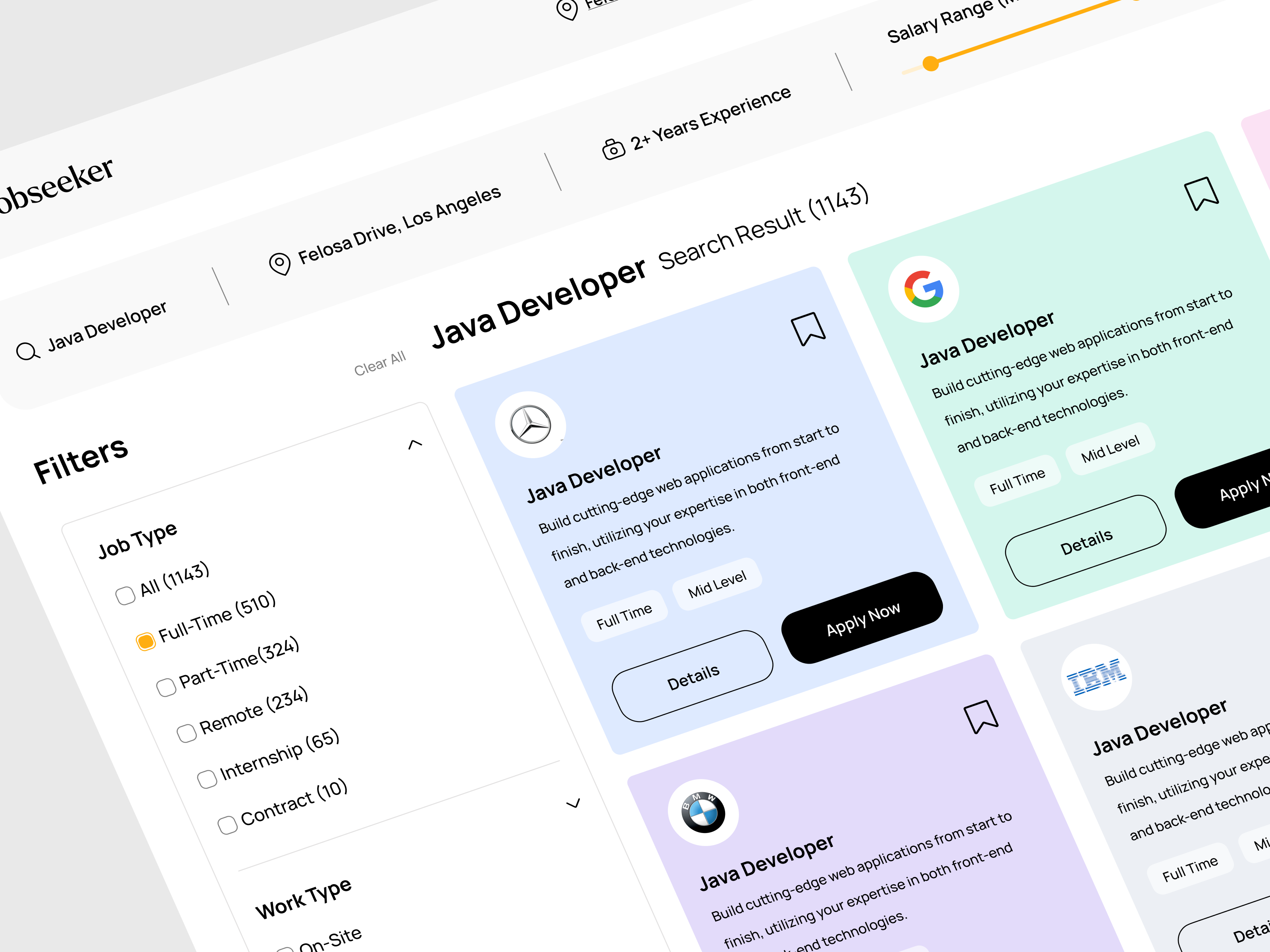 Job Searching Filter by Kiran on Dribbble