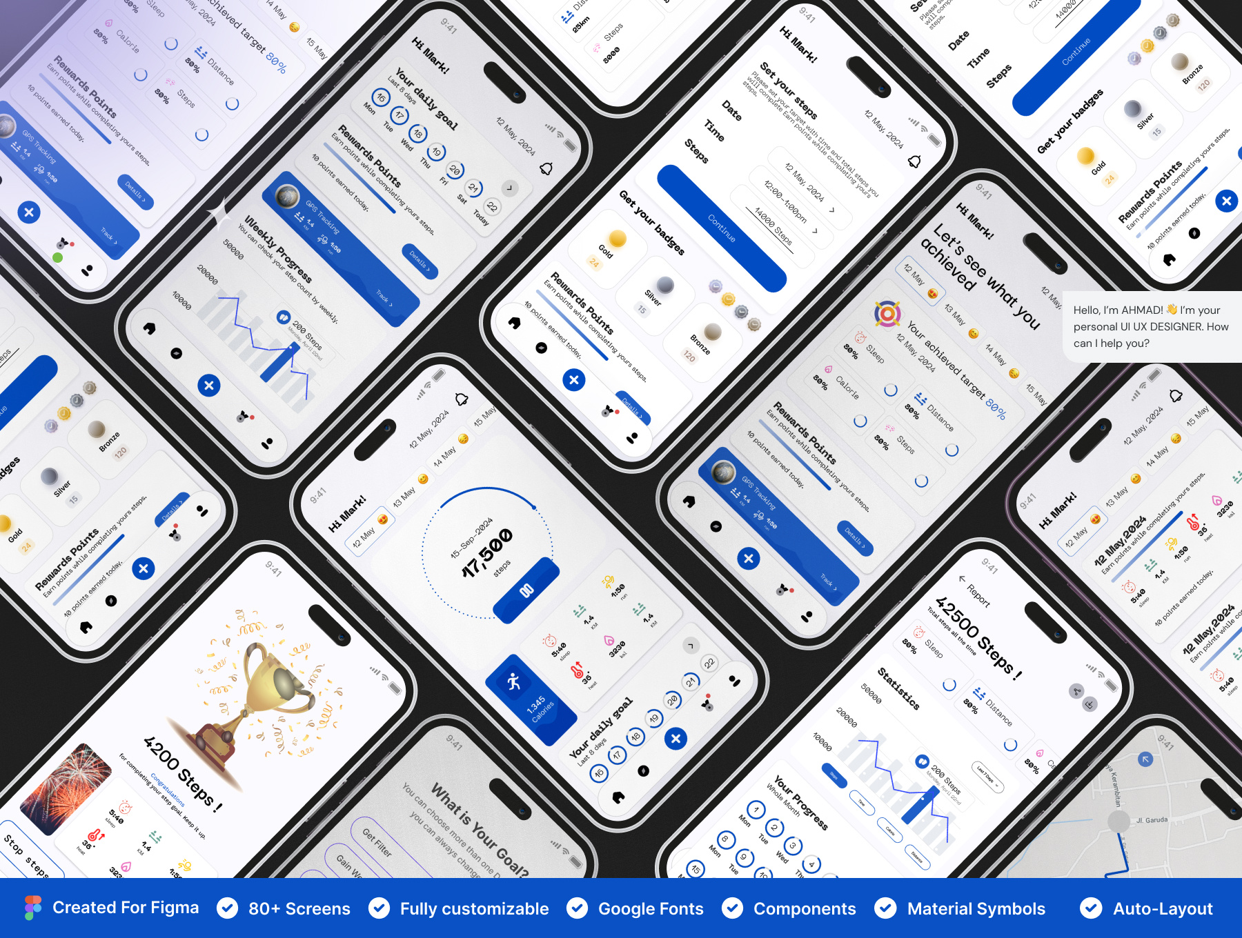 Step Counter & Tracker App UI Kit by Muhammad Ahmad on Dribbble