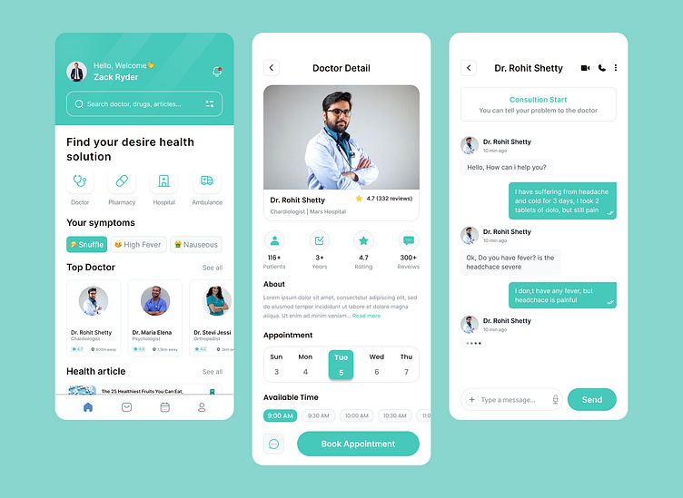 Doctor Appointment App UI and Figma IOS UI Kit by Gourav on Dribbble