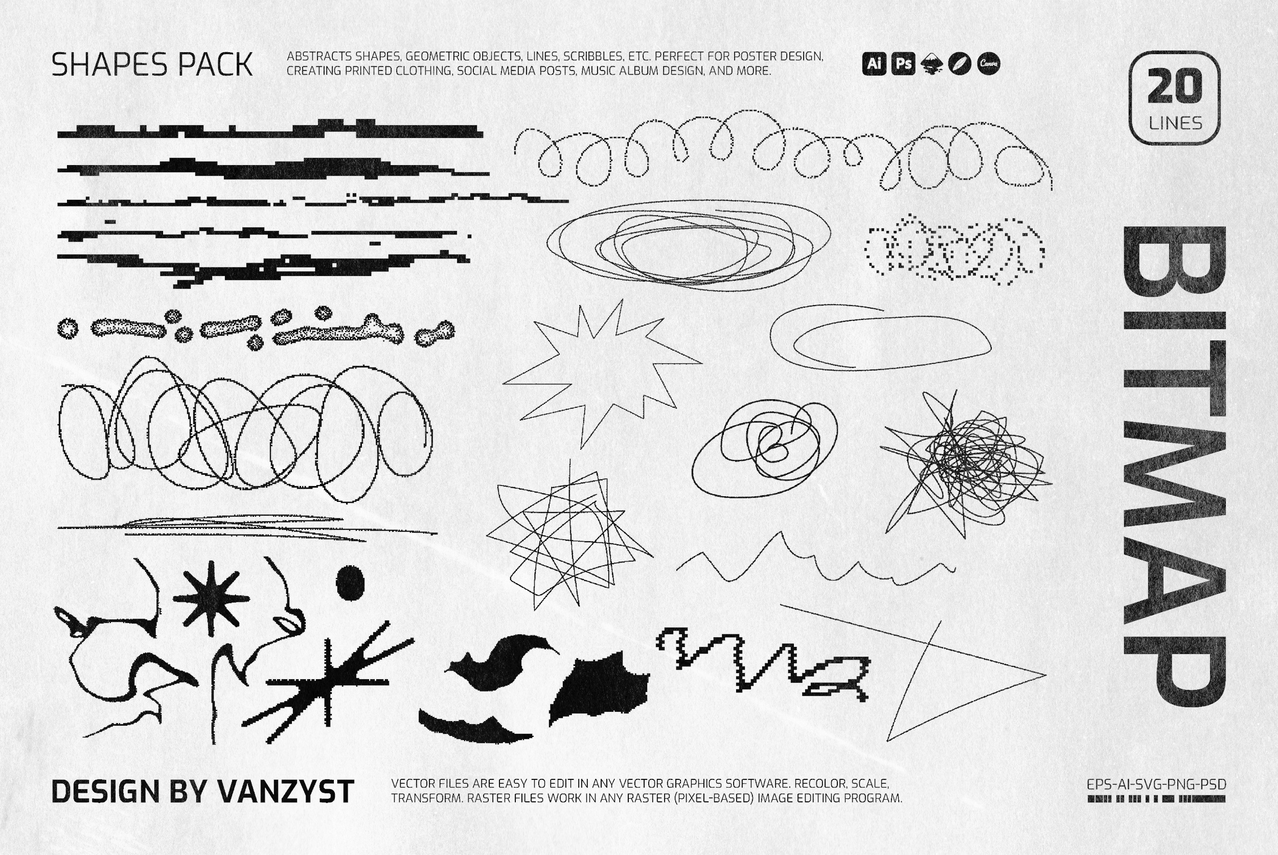 138 Bitmap Vector Shapes Pack by DesignFamilyMarket on Dribbble